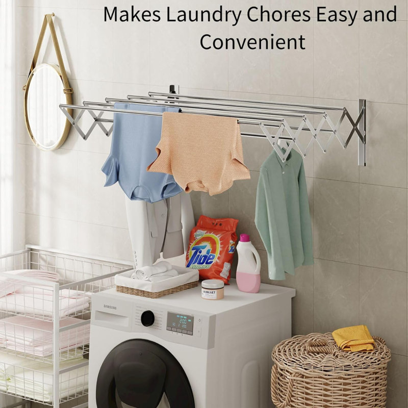 Hoomic Metal Foldable Wall-Mounted Drying Rack | Wayfair