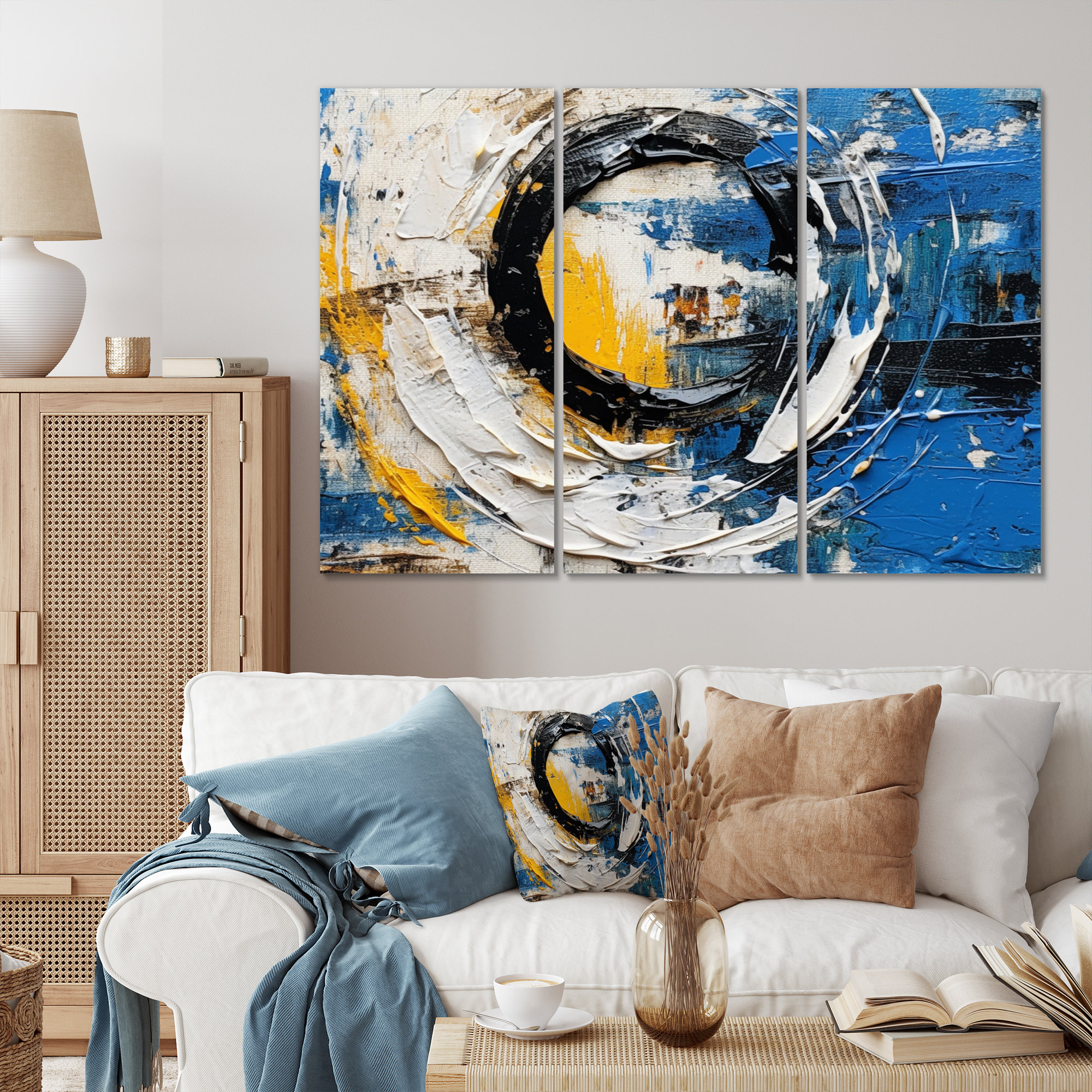 Design Art Blue White Cubist Fusion - Cubism Metal Wall Decor Set | Wayfair
