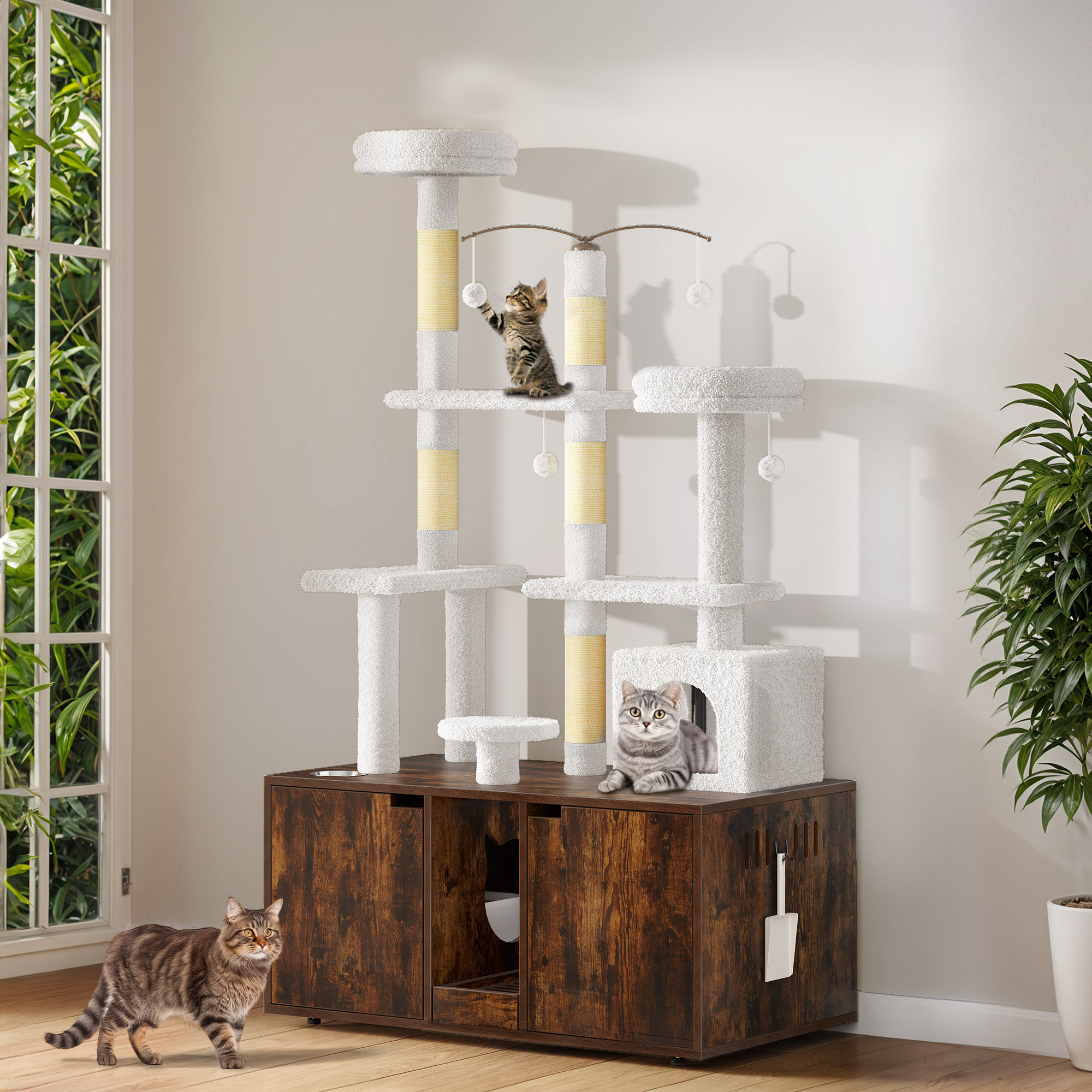 Archie & Oscar™ Multi-Functional Cat House: Hidden Litter Box, Cat Tree ...