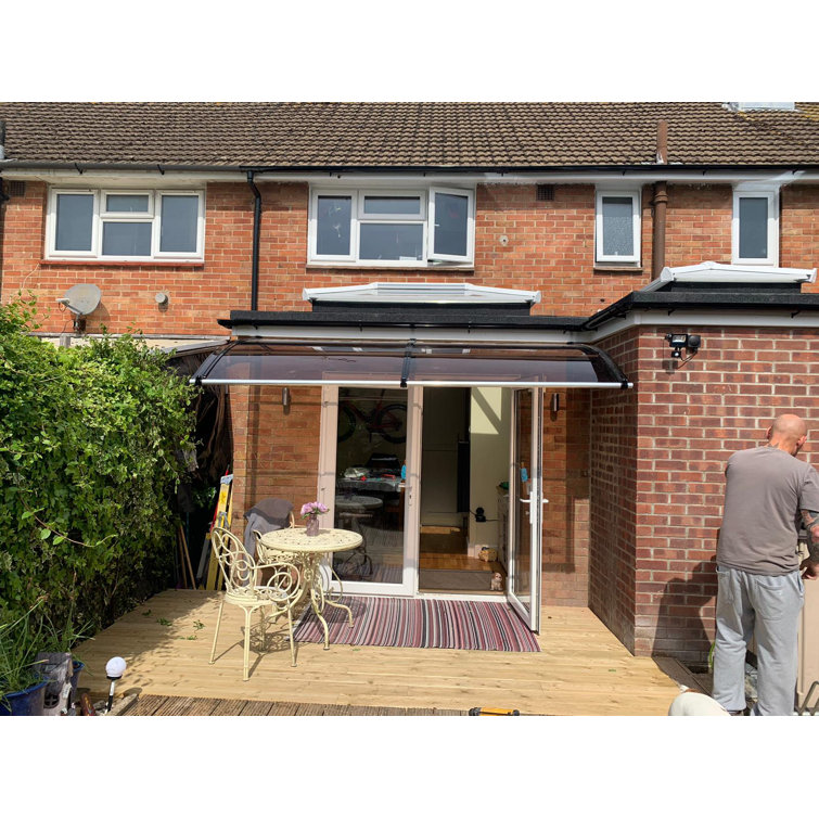 Dakota Fields Merom 3.5m Width x 1.27m Depth Door Canopy Black-Bracket ...