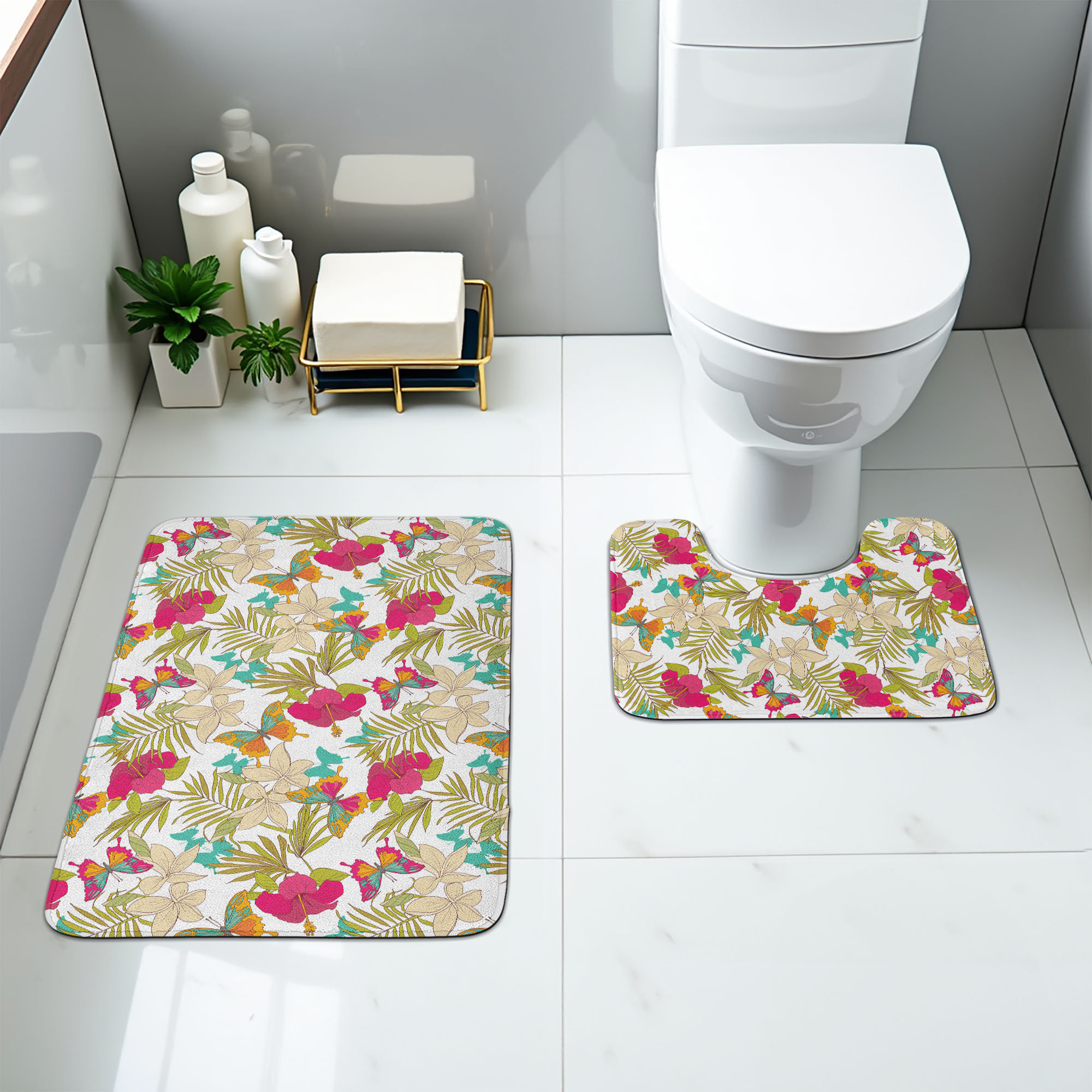 Dakota Fields Hawaii Bathroom Rug Set 2 Pieces Rectangle & Contour Mats ...