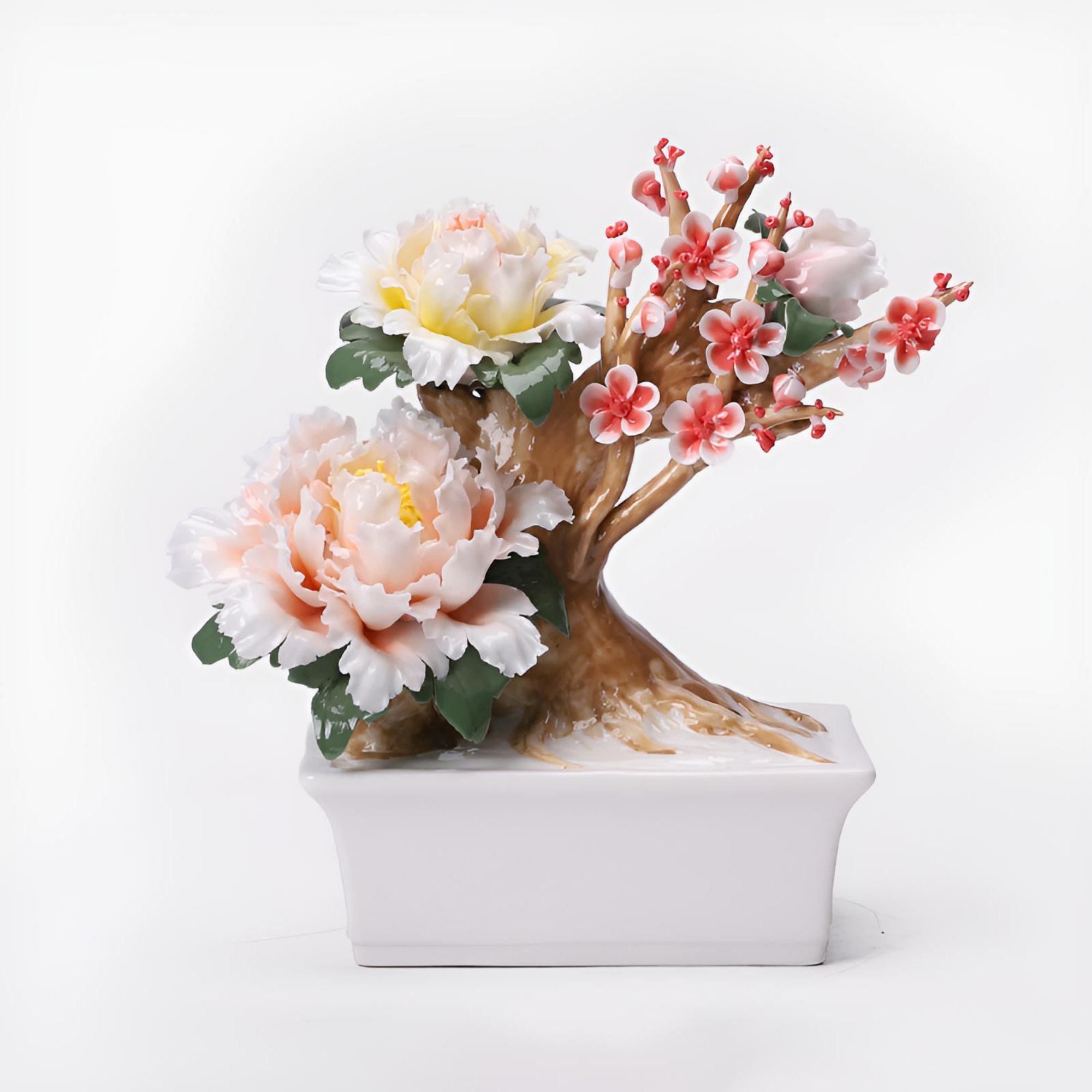 Bloomsbury Market Elegant Chinese Ceramic Peony Flower Pot Handcrafted ...
