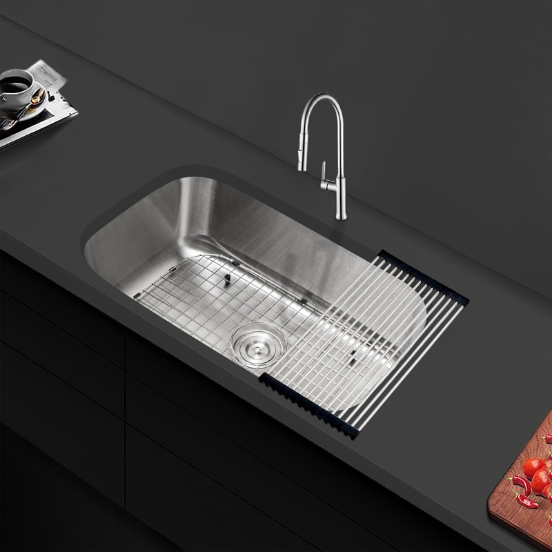 KBFmore 30 Inch Single Bowl Undermount Swirl Finish Classic Kitchen ...