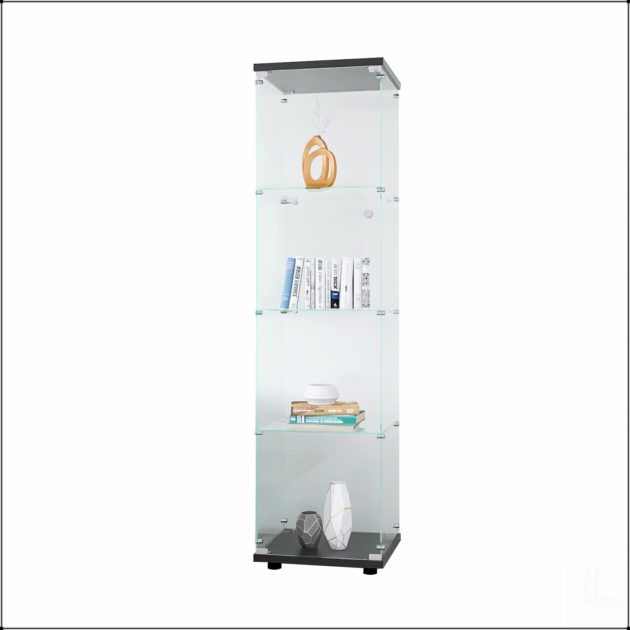 Wrought Studio™ Glass Display Cabinet 4 Shelves with Door, Floor ...