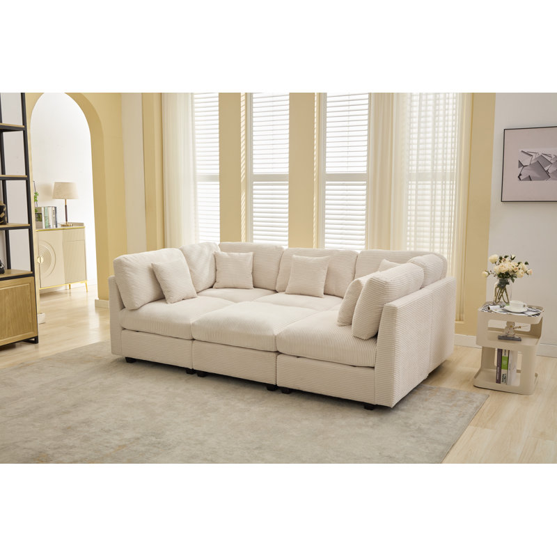 Ebern Designs 6-piece Corduroy Sleeper Sectional & Reviews - Wayfair Canada