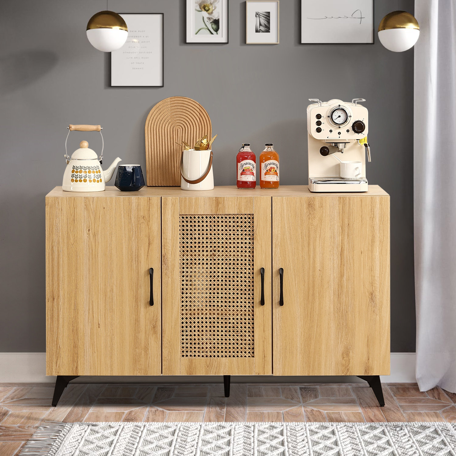 Bay Isle Home™ Large Storage Space Three Door Side Cabinet,The Rattan ...