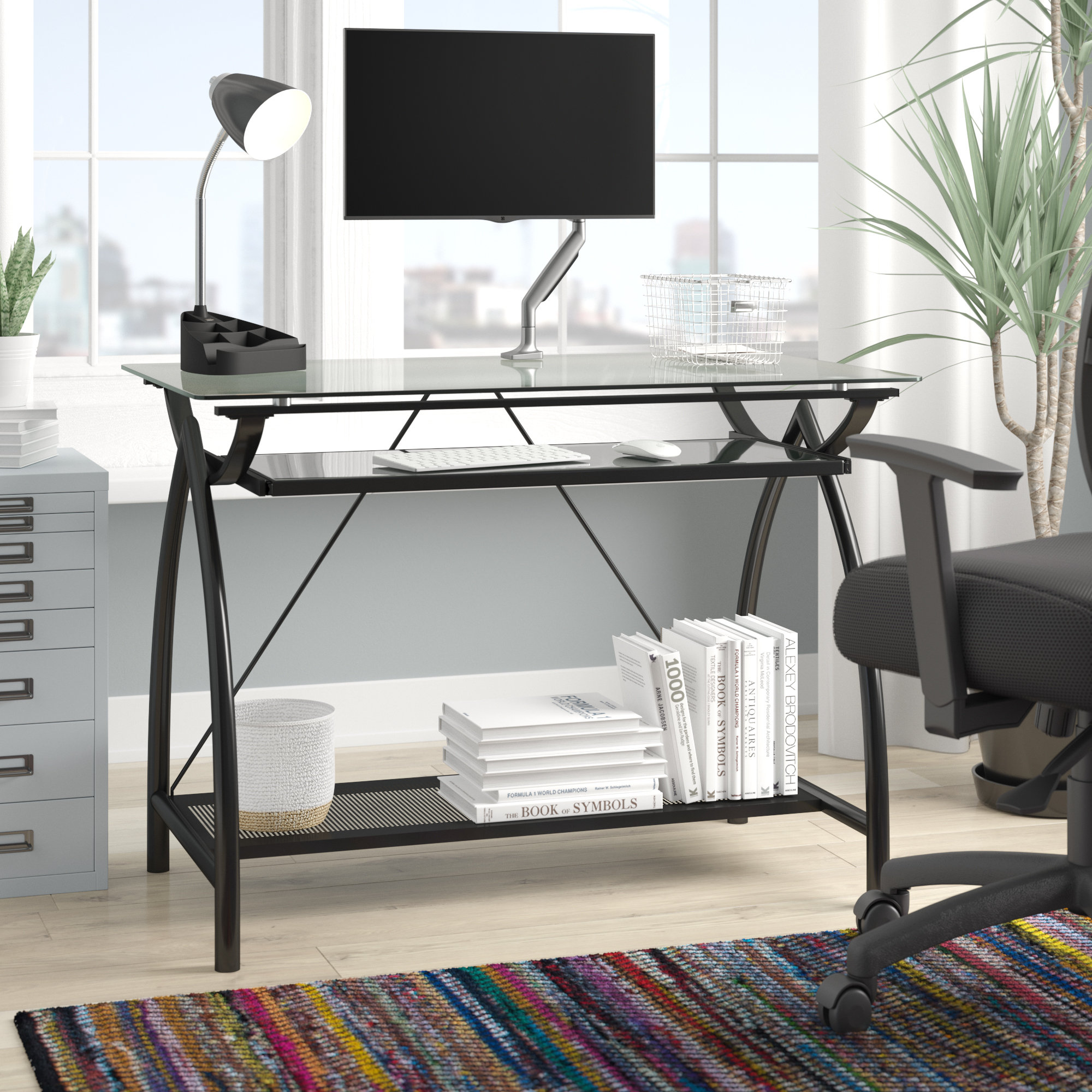 Symple Stuff Bonita Glass Computer Desk & Reviews | Wayfair