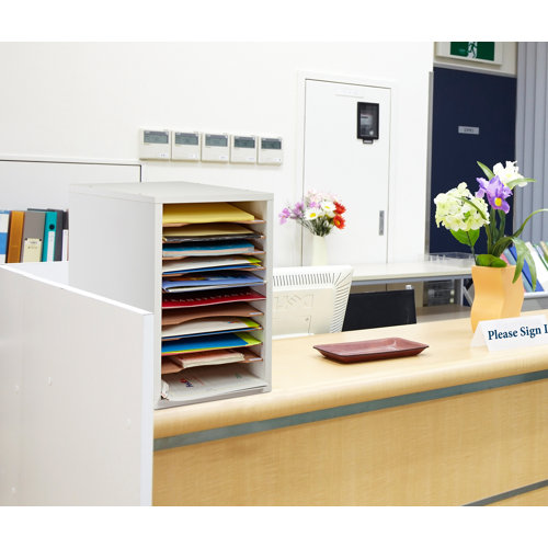 AdirOffice 11-Compartment Wood Vertical Paper Sorter Literature File ...