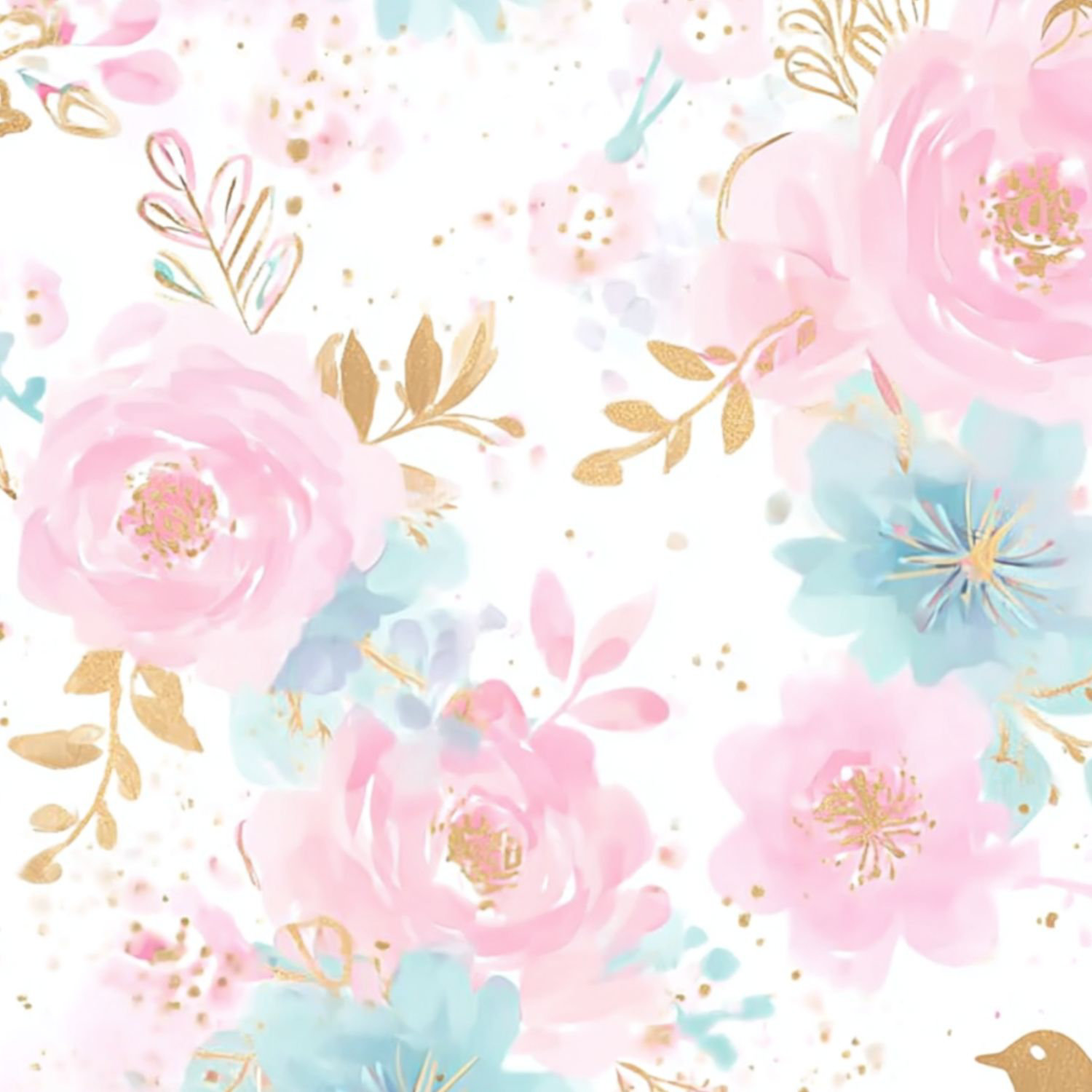 Latitude Run® Peel and Stick Wallpaper Contact Paper Floral blue bird ...