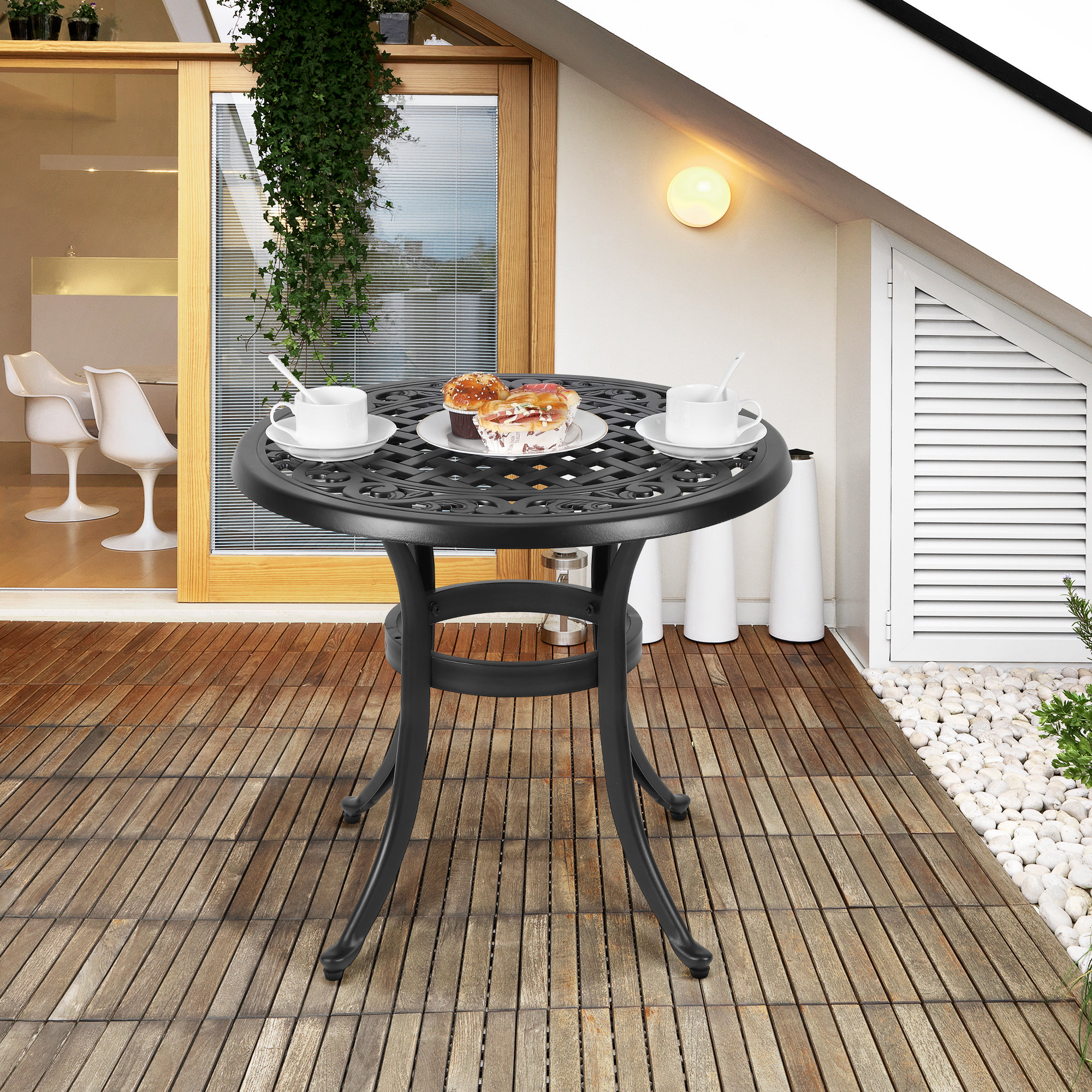 Winston Porter 23.22"Round Patio Table, Outdoor Cast Aluminum Dining ...