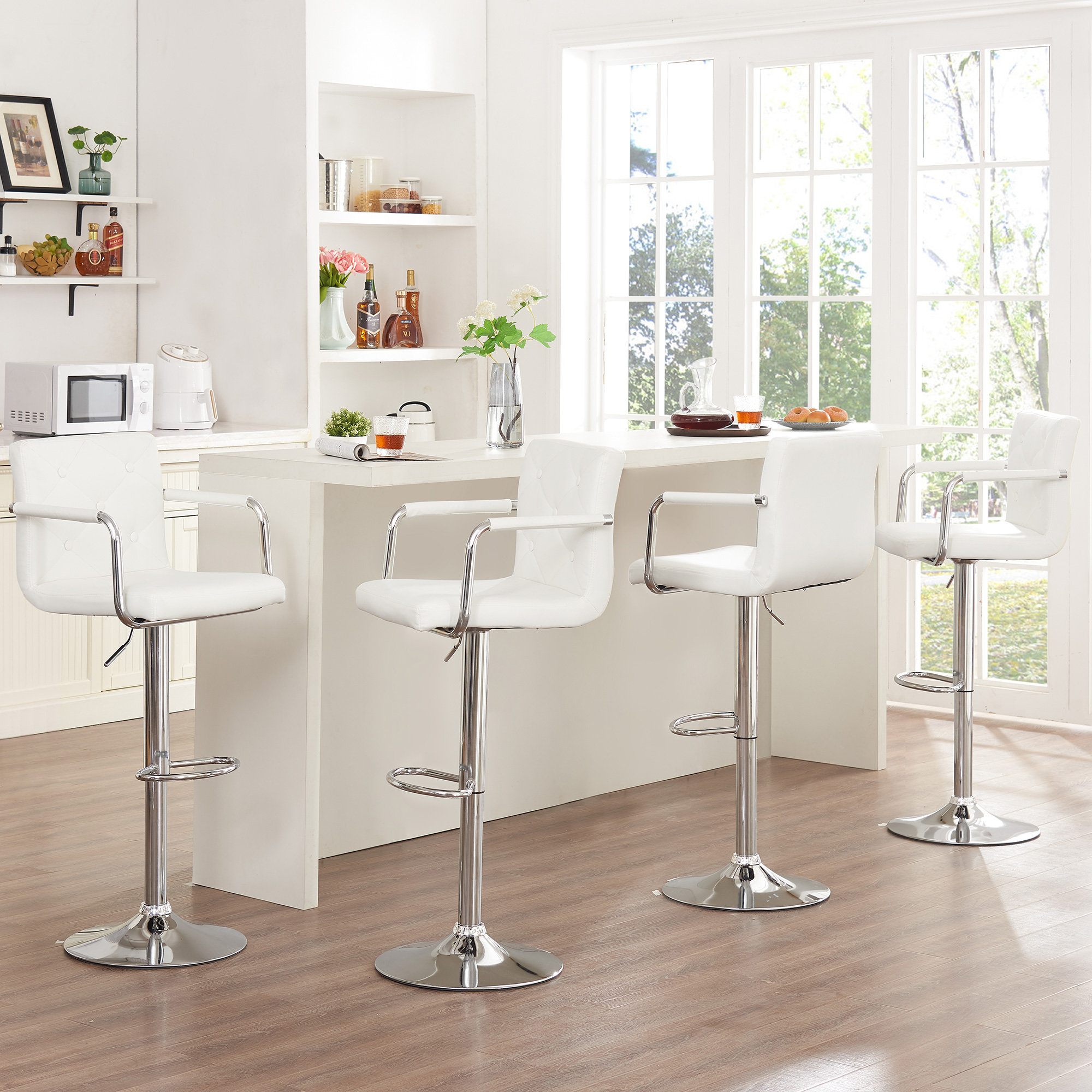 Brayden Studio® Bar Stools Set For 4, Adjustable Counter Bar Chairs ...