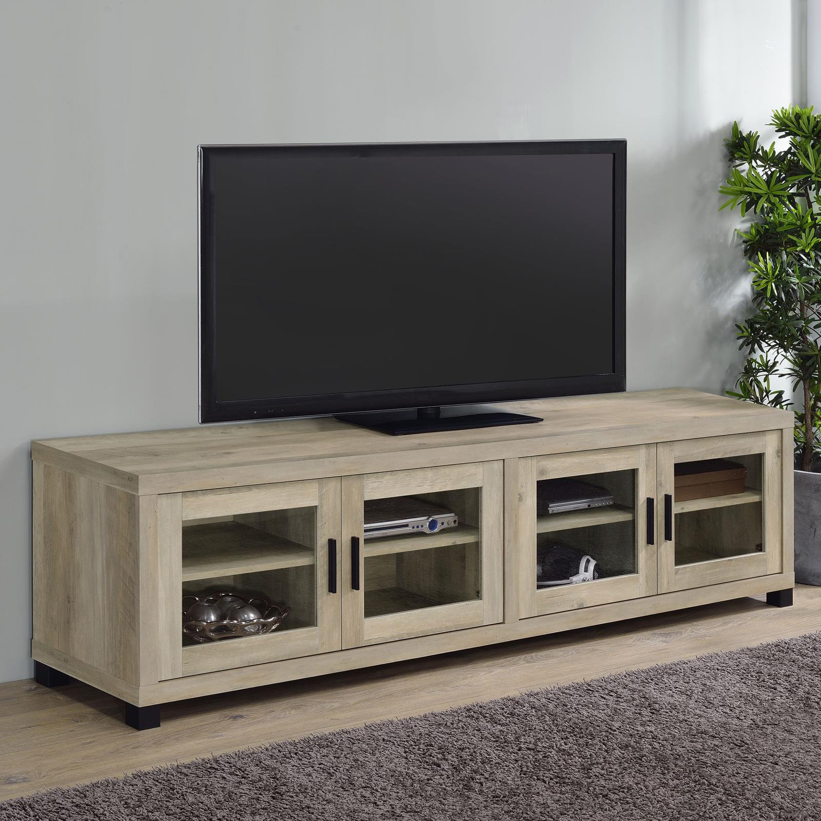 Loon Peak Sachin Rectangular TV Console with Glass Doors - Wayfair Canada