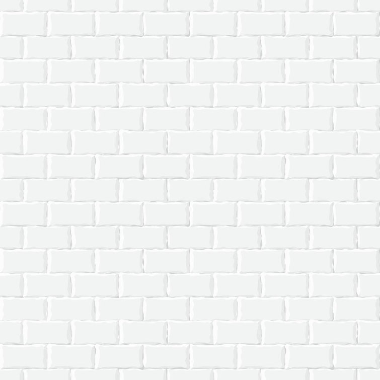 17 Stories Off White Brick Wall 96" L X 24" W Peel And Stick Wallpaper ...