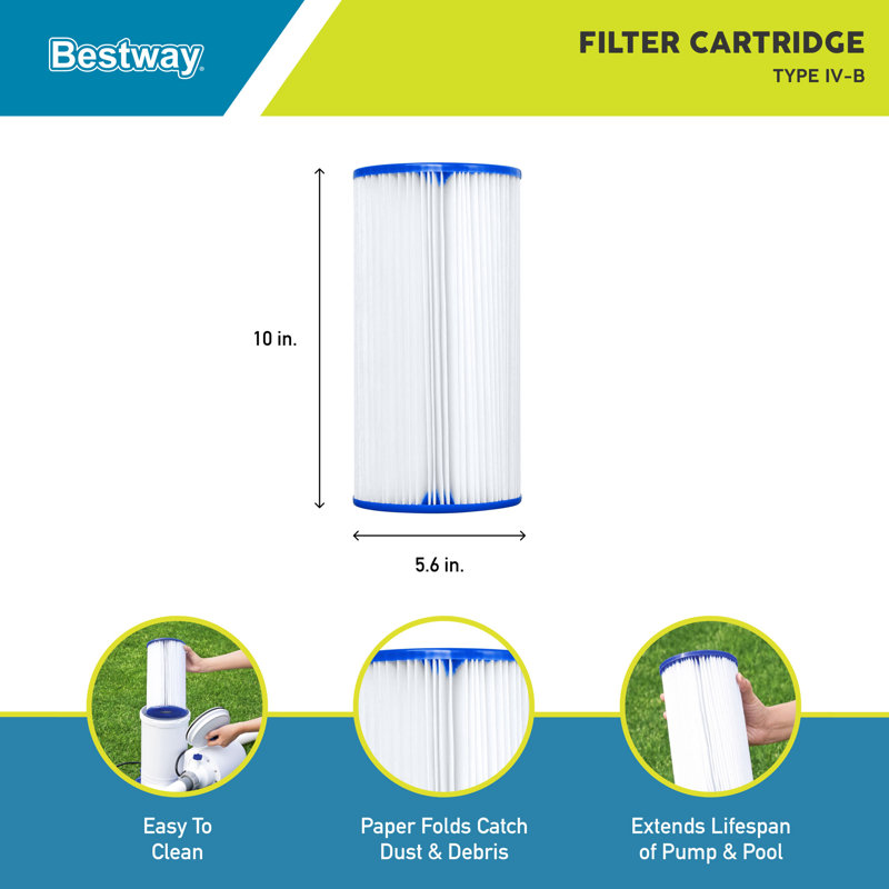 Bestway Flowclear Type IV & B Pool Filter Pump Replacement Cartridge (2 ...