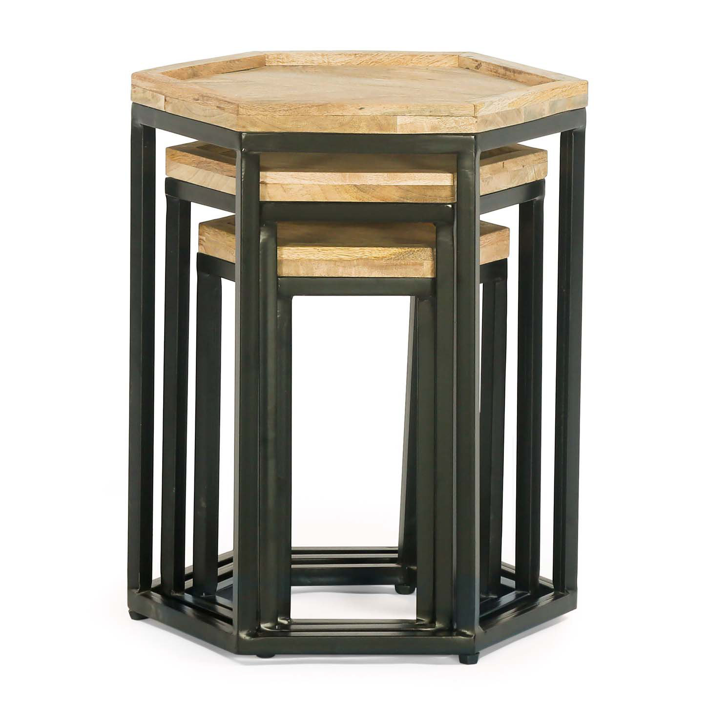 Latitude Run® Broadus Mango Wood And Iron Nested Side Tables (Set Of 3 ...