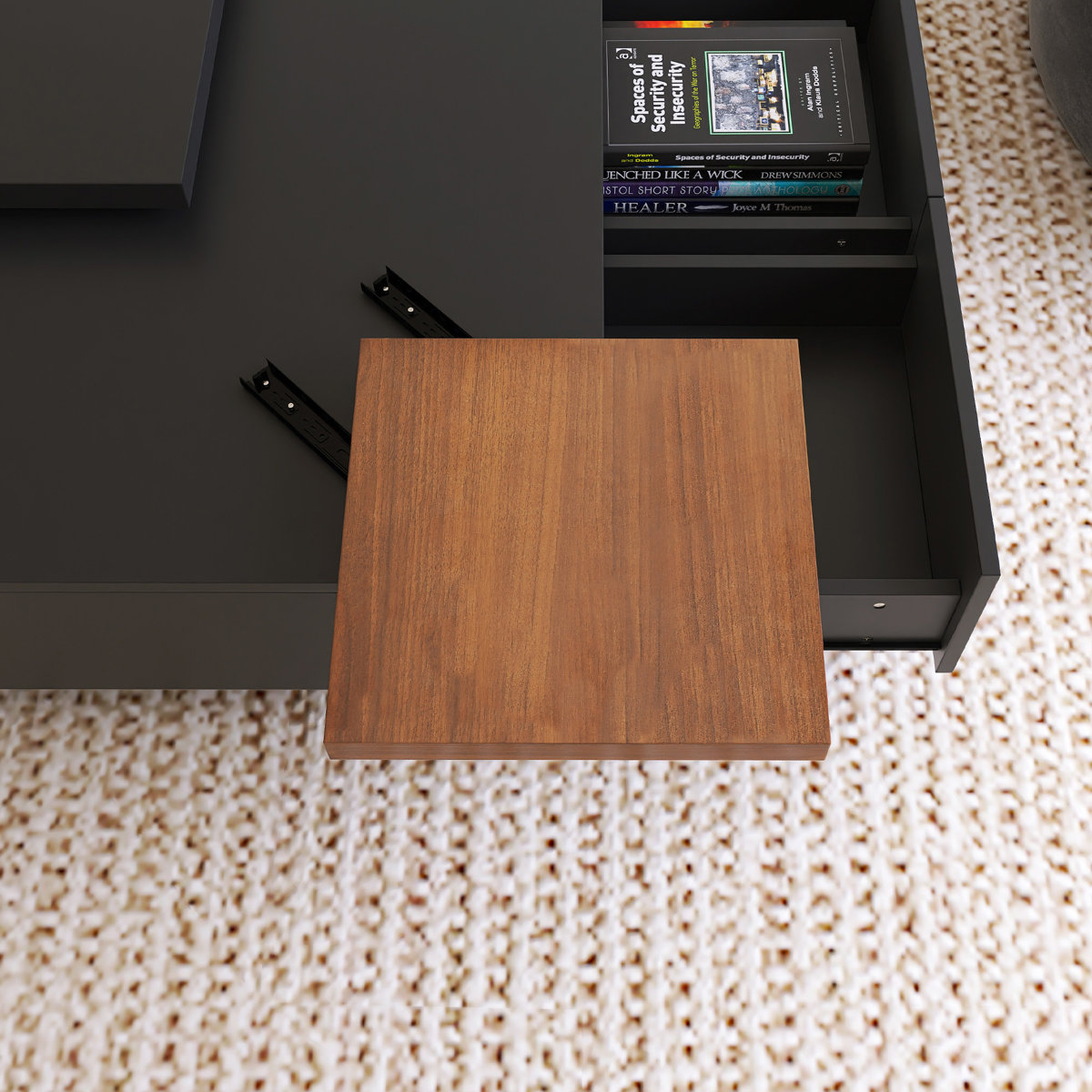 Ivy Bronx Modern Square Wood Coffee Table With Movable Top | Wayfair