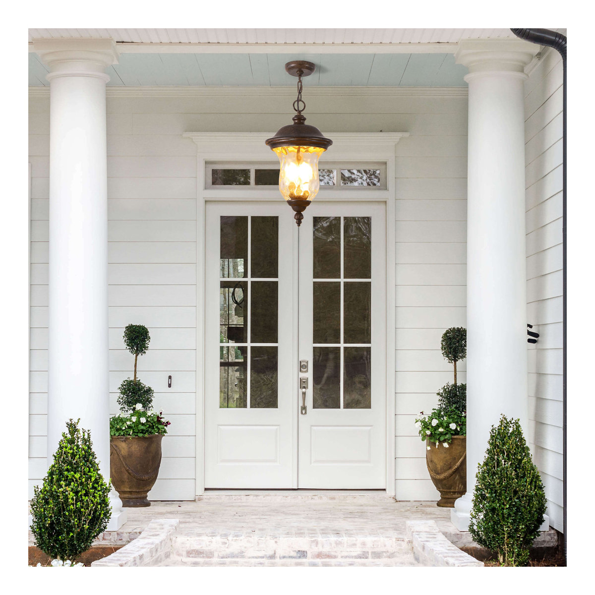 Taroo Clocks 19"(H) Rustic Outdoor Hanging Lantern, Weatherproof ...