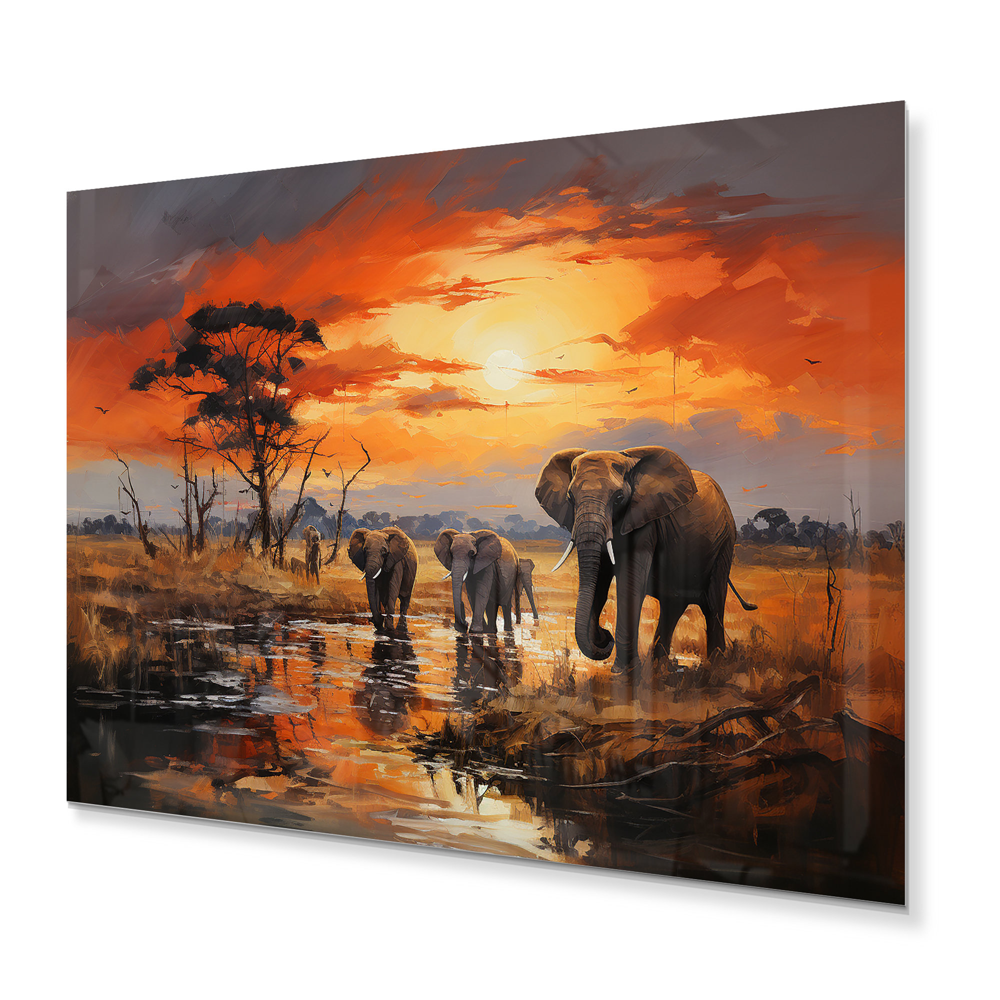 Union Rustic Elephant Wandering Giants II - Animals Print on Metal ...