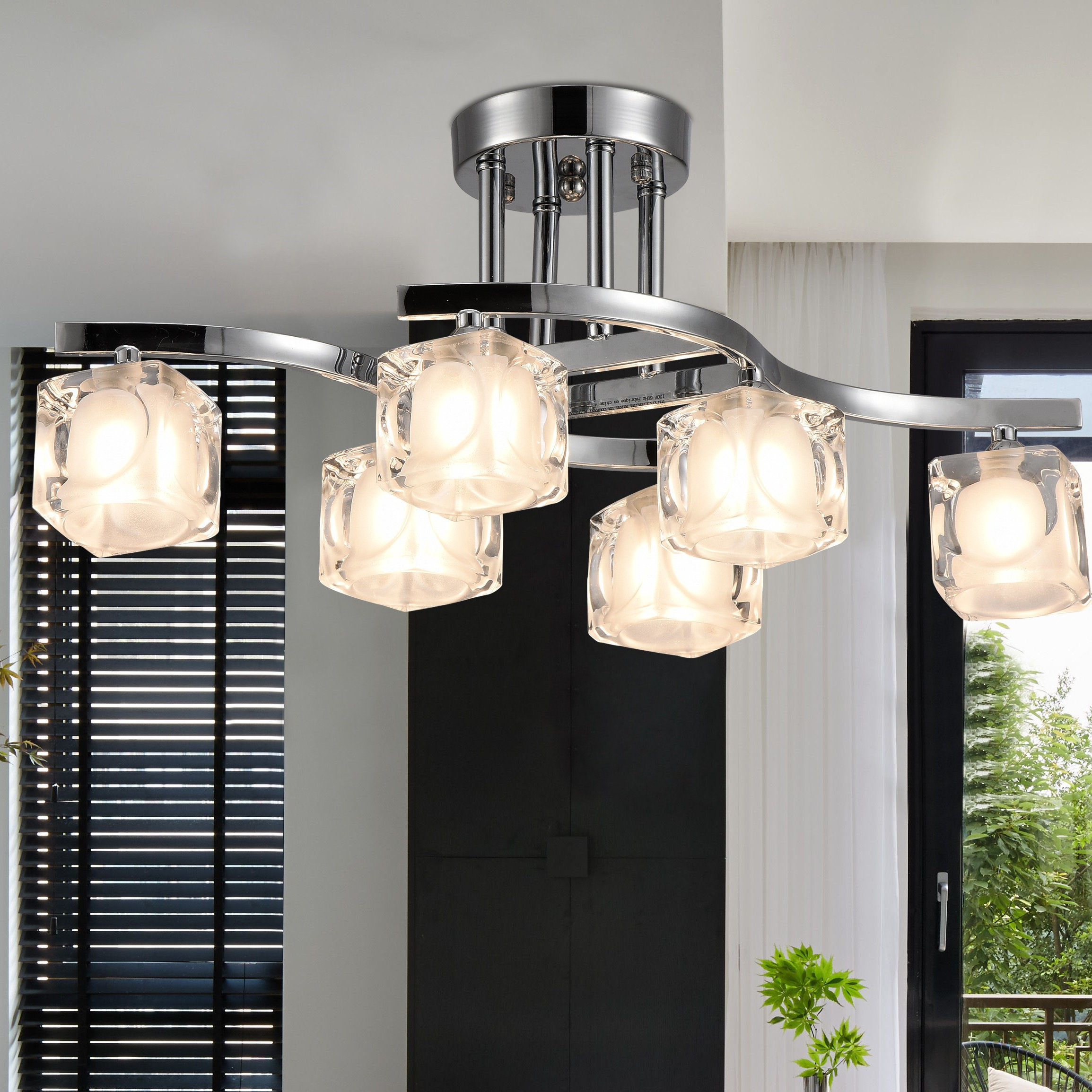 Orren Ellis Darian 6 - Light 10" Cluster Rectangle Semi Flush Mount ...