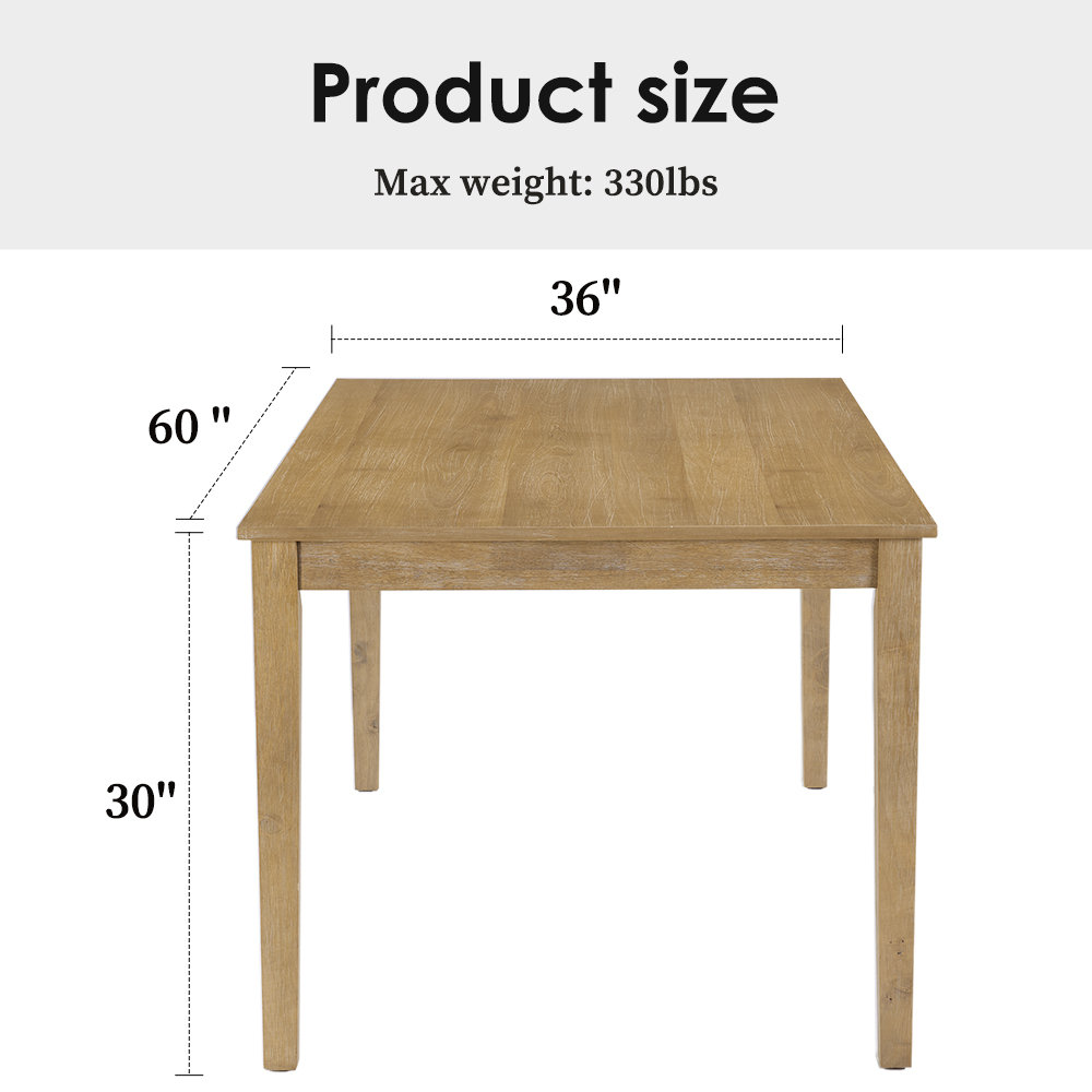 Gracie Oaks Bowes 60" Dining Table Solid Wood Kitchen Rectangular ...