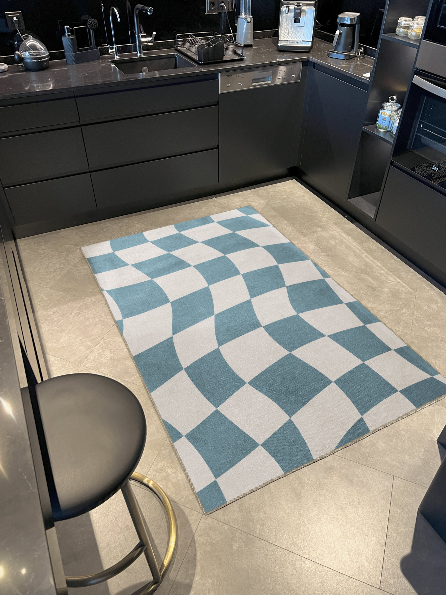 Bloomsbury Market Mira Blue-Beige Themed Geometric Shape Patterned ...