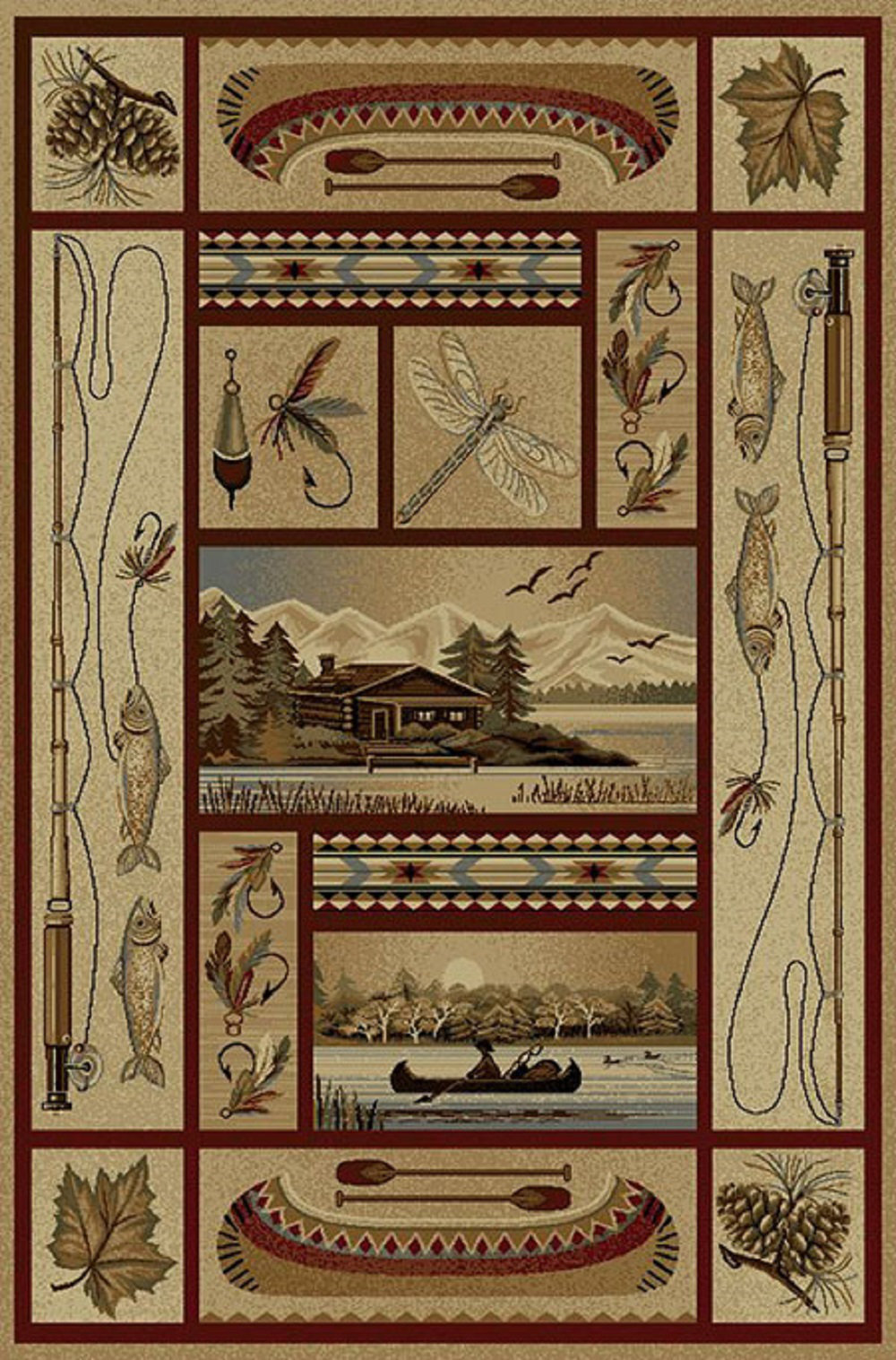 Millwood Pines Wimbush Fishing From Canoe Beige Area Rug - Wayfair Canada