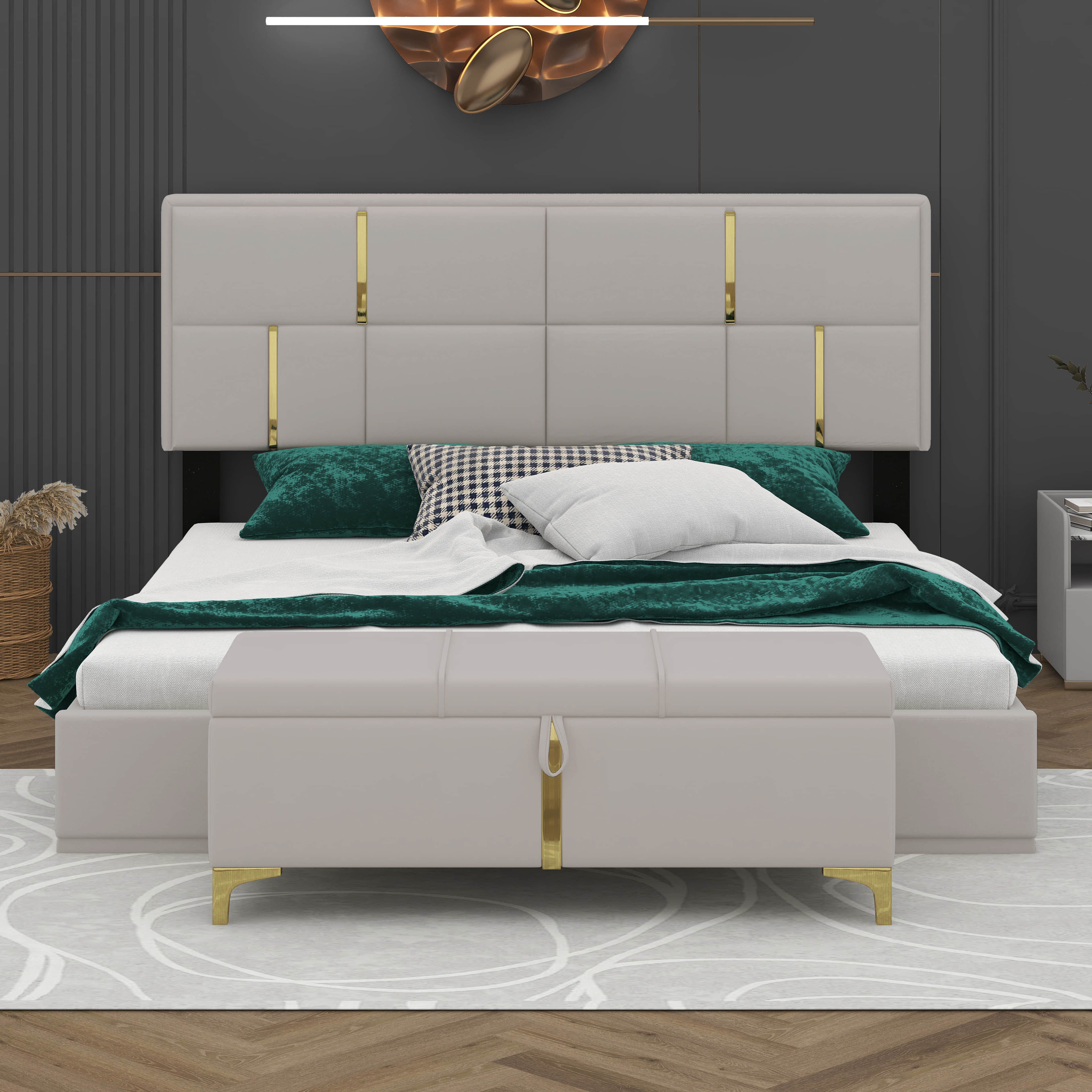 Mercer41 Taycie Queen Size Upholstered Platform Bed with Hydraulic ...