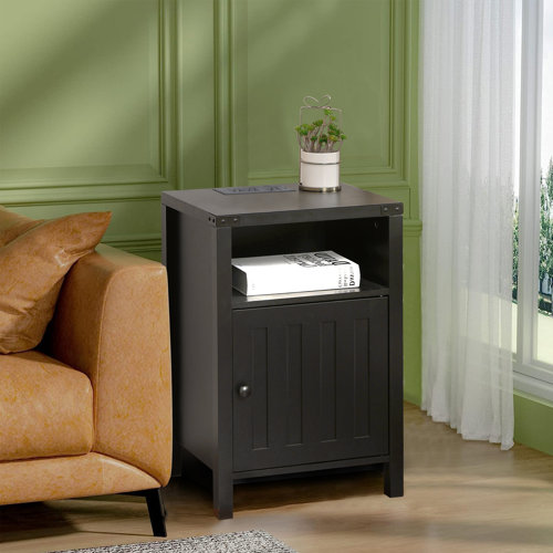 Gracie Oaks Chunn End Table with Storage and Built-In Outlet | Wayfair