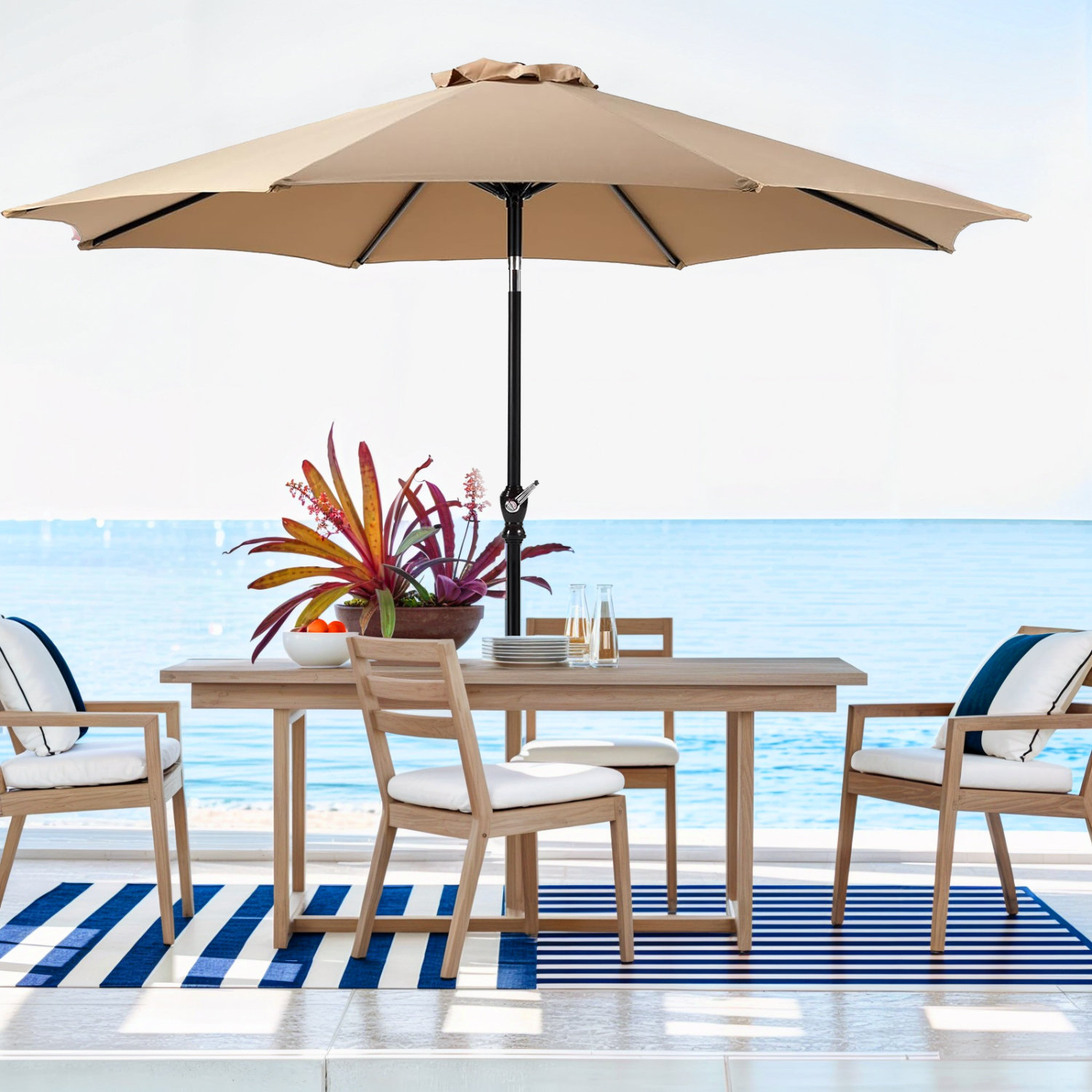 Arlmont & Co. Patio Umbrellas, 9FT Market Umbrellas and Shade, Table ...