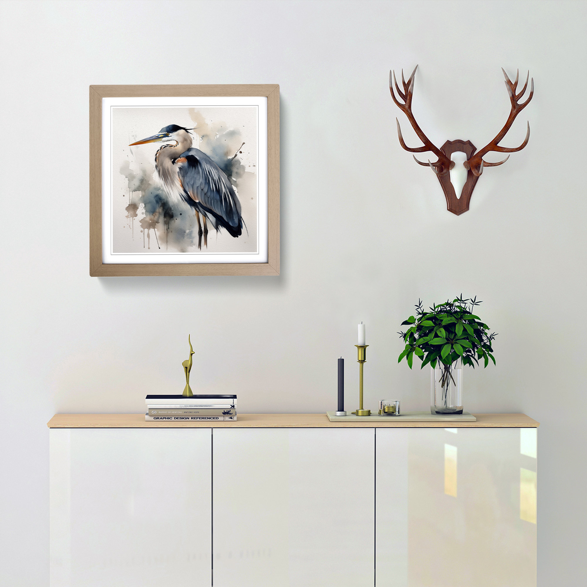 House of Hampton Heron Watercolour - Framed Print | Wayfair.co.uk