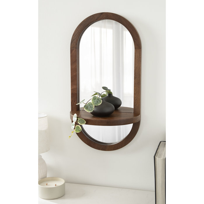 Birch Lane™ Meliora Wood Framed Capsule Mirror with Shelf & Reviews ...