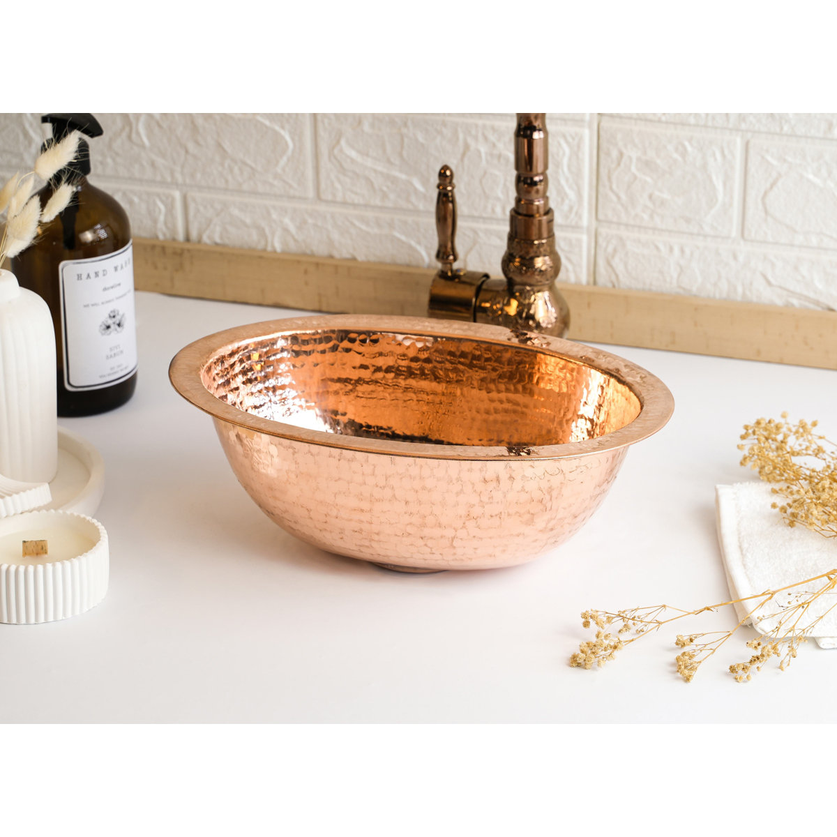 ALFIQ Handmade Hammered Copper Kitchen Sink – Pure Solid Copper by ...