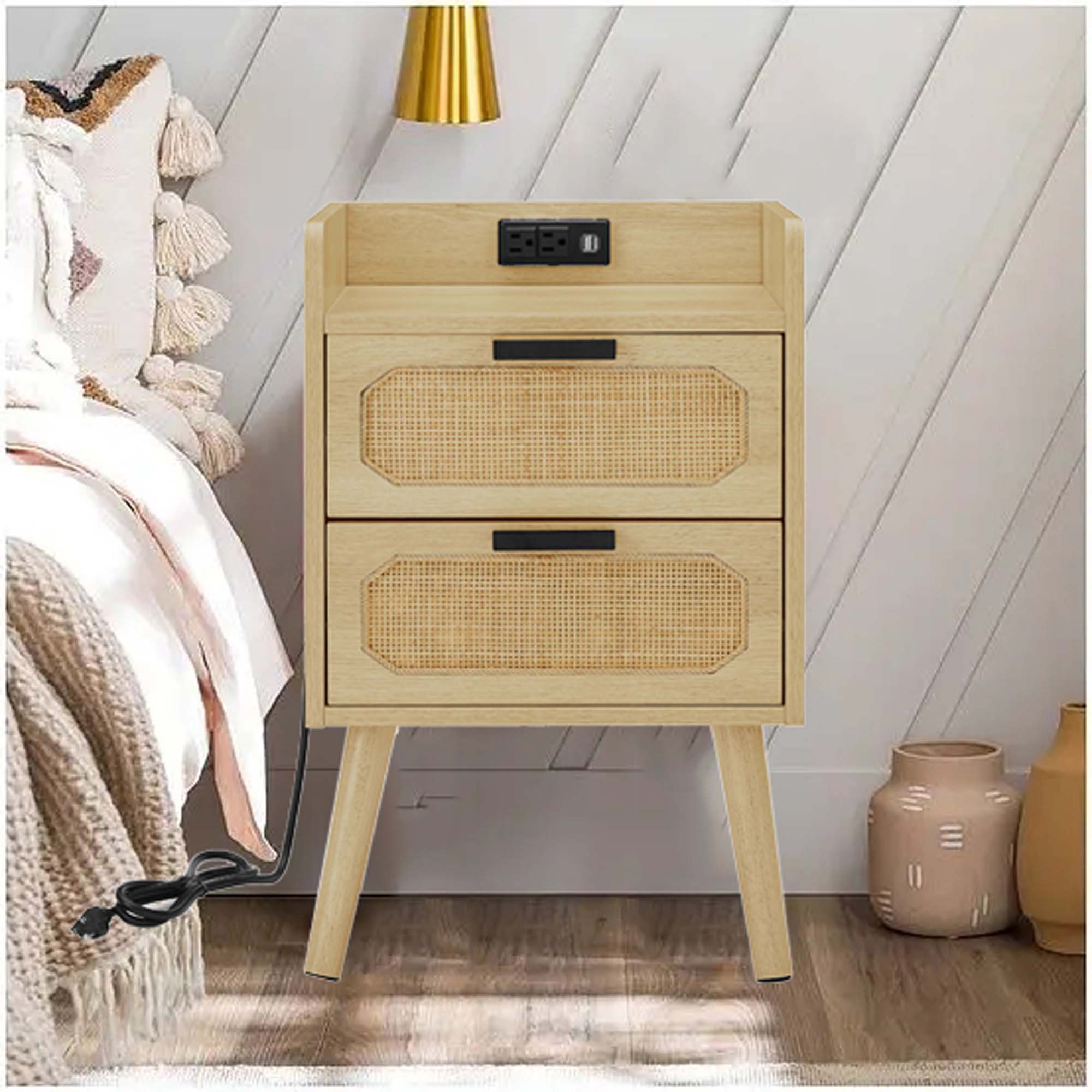 Bay Isle Home™ Rattan Nightstand With Socket - Wayfair Canada