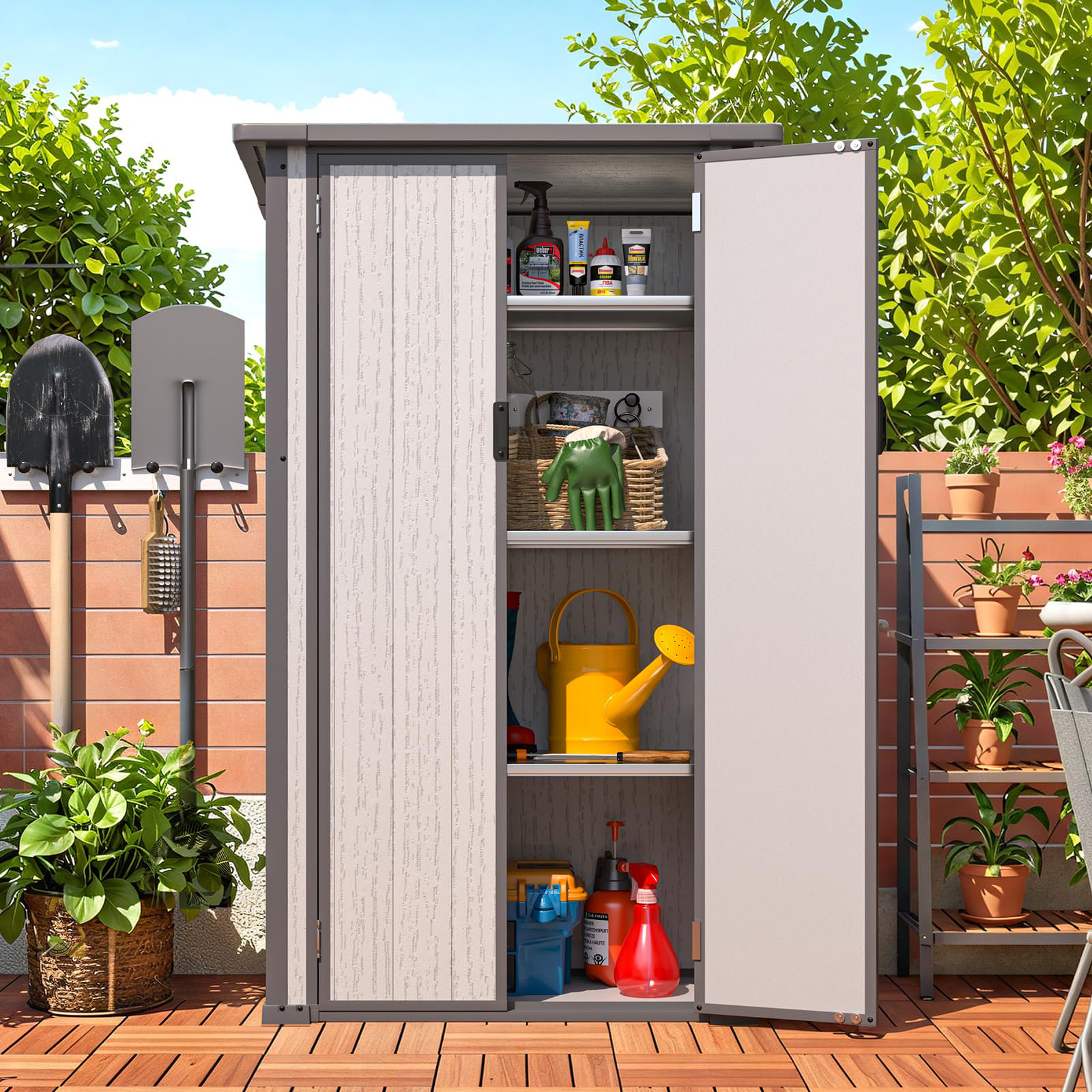 WFX Utility™ Tall Resin Waterproof Outdoor Storage Cabinet With ...