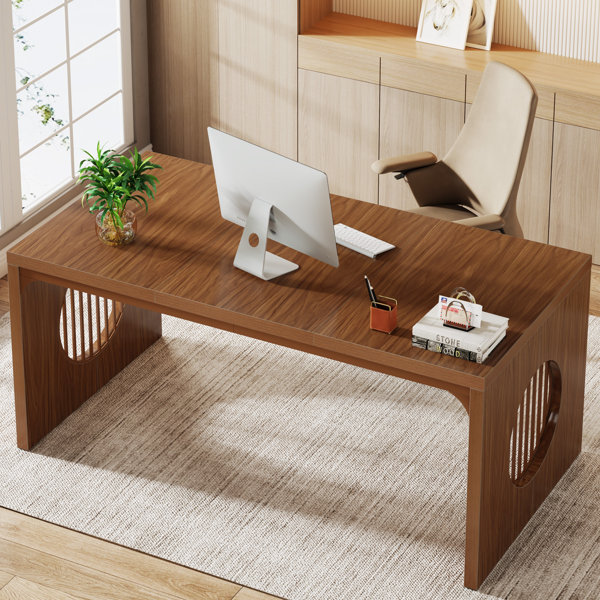 Ebern Designs 62.99-Inch Executive Desk, Vintage Office Computer Desk ...