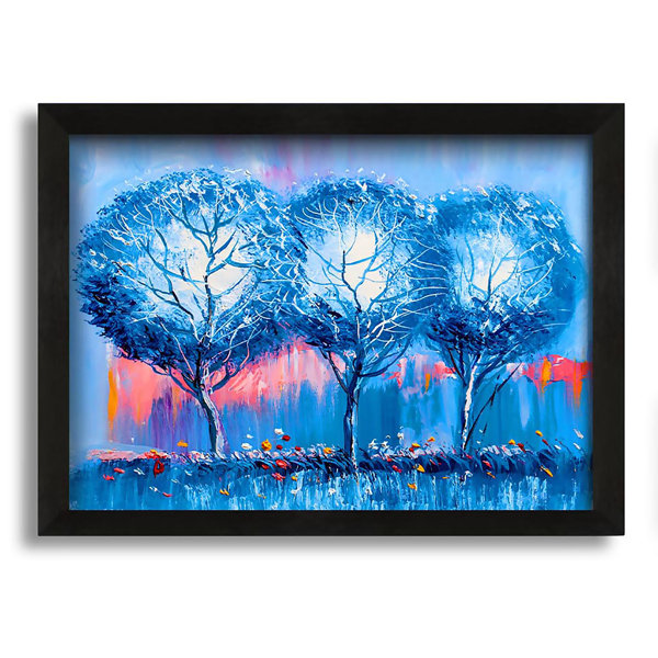 Ophelia & Co. Three Blue Winter Trees - Single Picture Frame Painting ...