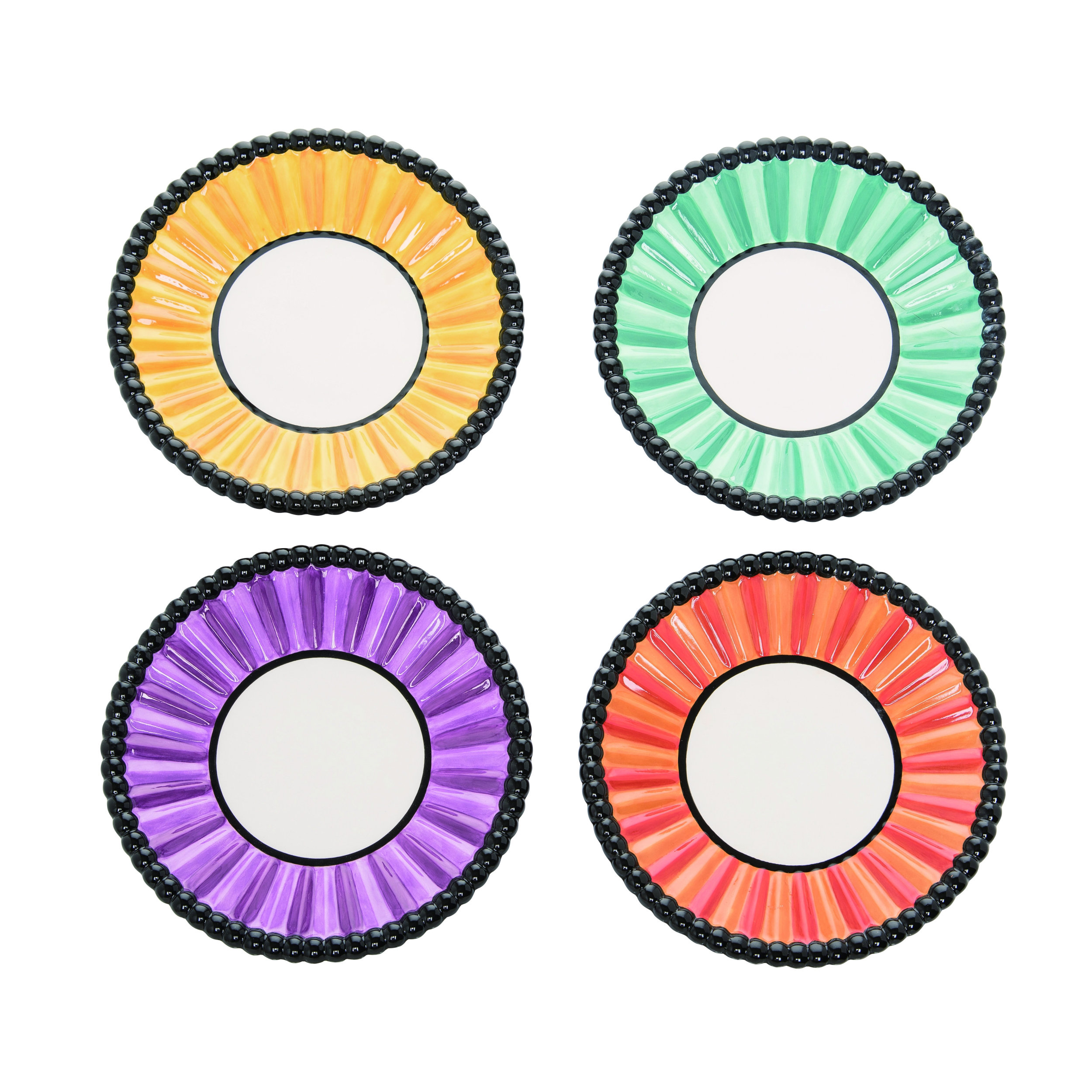 The Holiday Aisle® Ceramic Carnival Embellished Plate Set of 4 ...