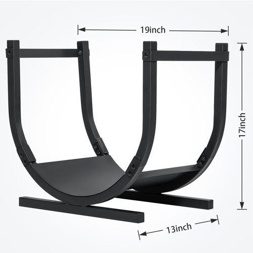 Winston Porter Mihal 19''W Stylish U-shaped Log Rack Black Steel Log ...