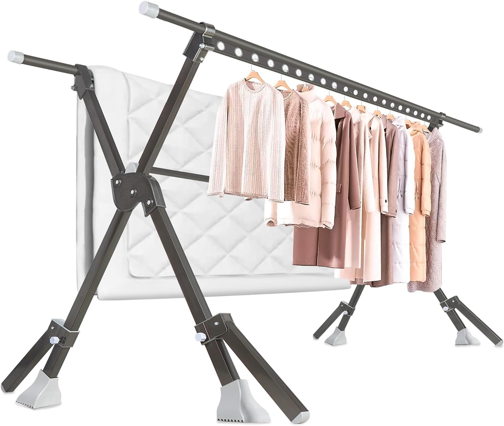doitbest 91 Inches Adjustable Folding Drying Rack - 42 Windproof Hooks ...