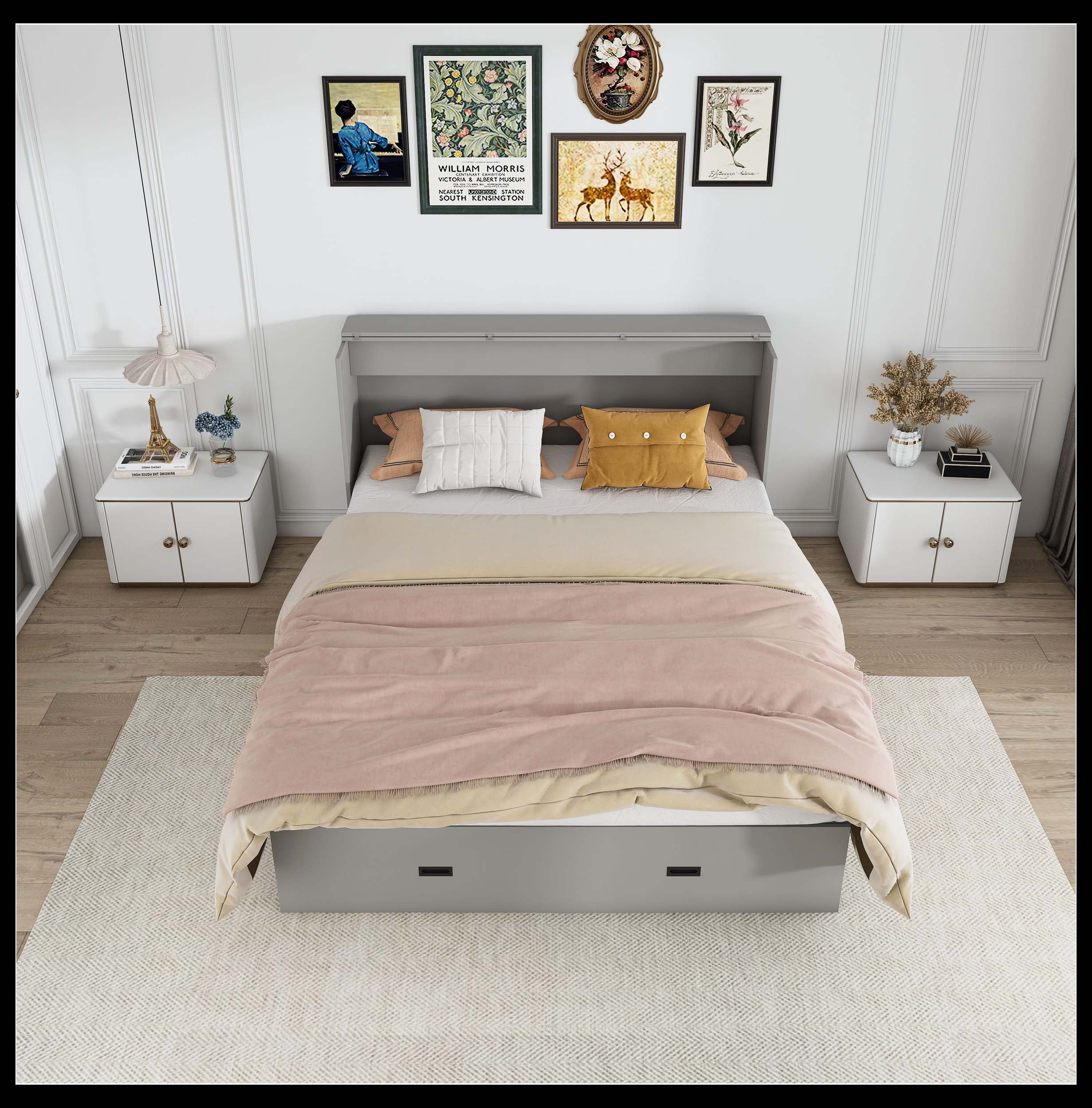 Harper Orchard 57 Inches Murphy Bed, With Storage Drawers And Charging ...