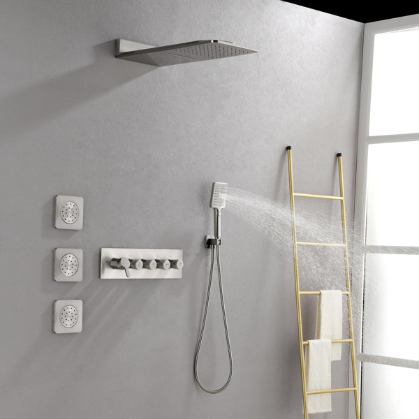 CRS APPLIANCES, Wall Mounted Waterfall Rain Shower System With 3 Body ...