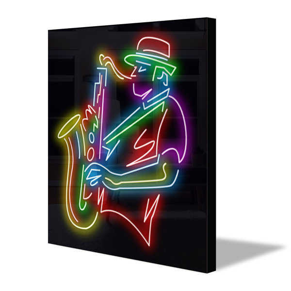 Happy Larry Saxophone Player LED Neon Sign Wall Décor | Wayfair.co.uk