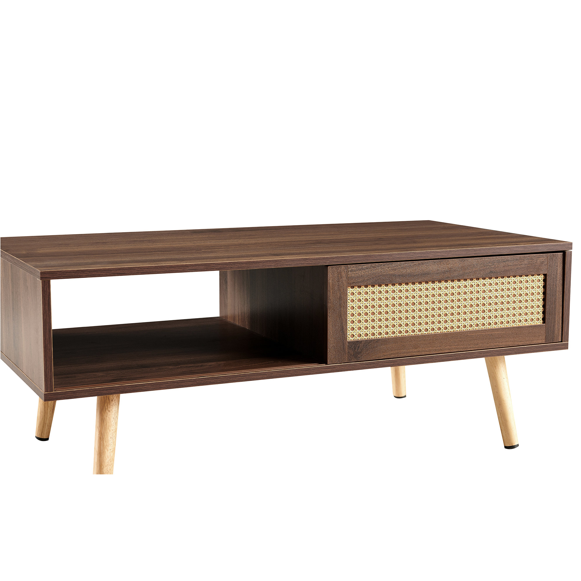 Latitude Run® Walnut - Colored Pe Coffee Table With Sliding Door ...