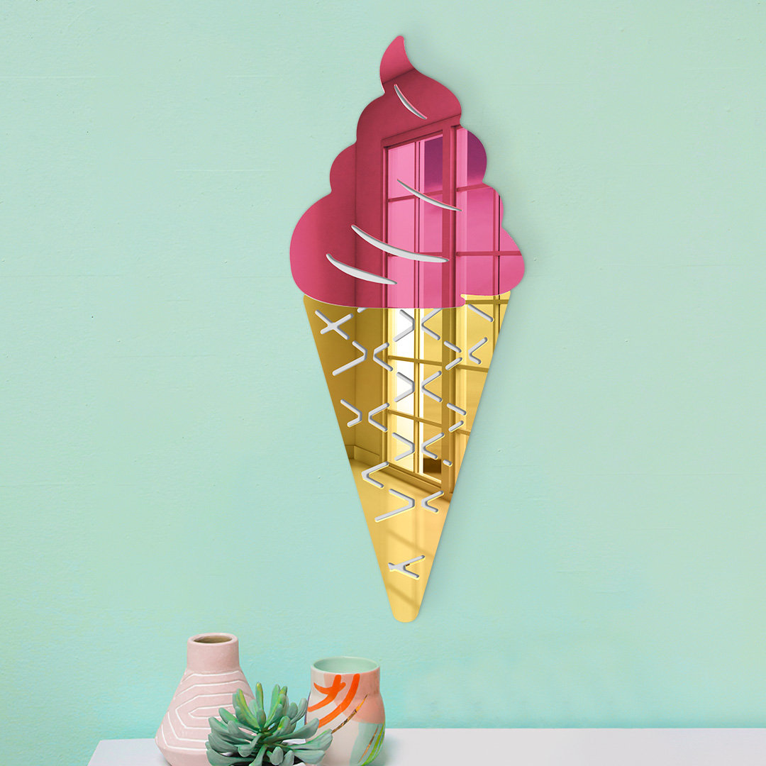 Zoomie Kids Tryphosa Ice Cream Cone Acrylic Mirror Wall Art Decor | Wayfair