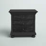 Greyleigh™ Waylon 3 - Drawer Solid Wood Nightstand in Black/Silver ...