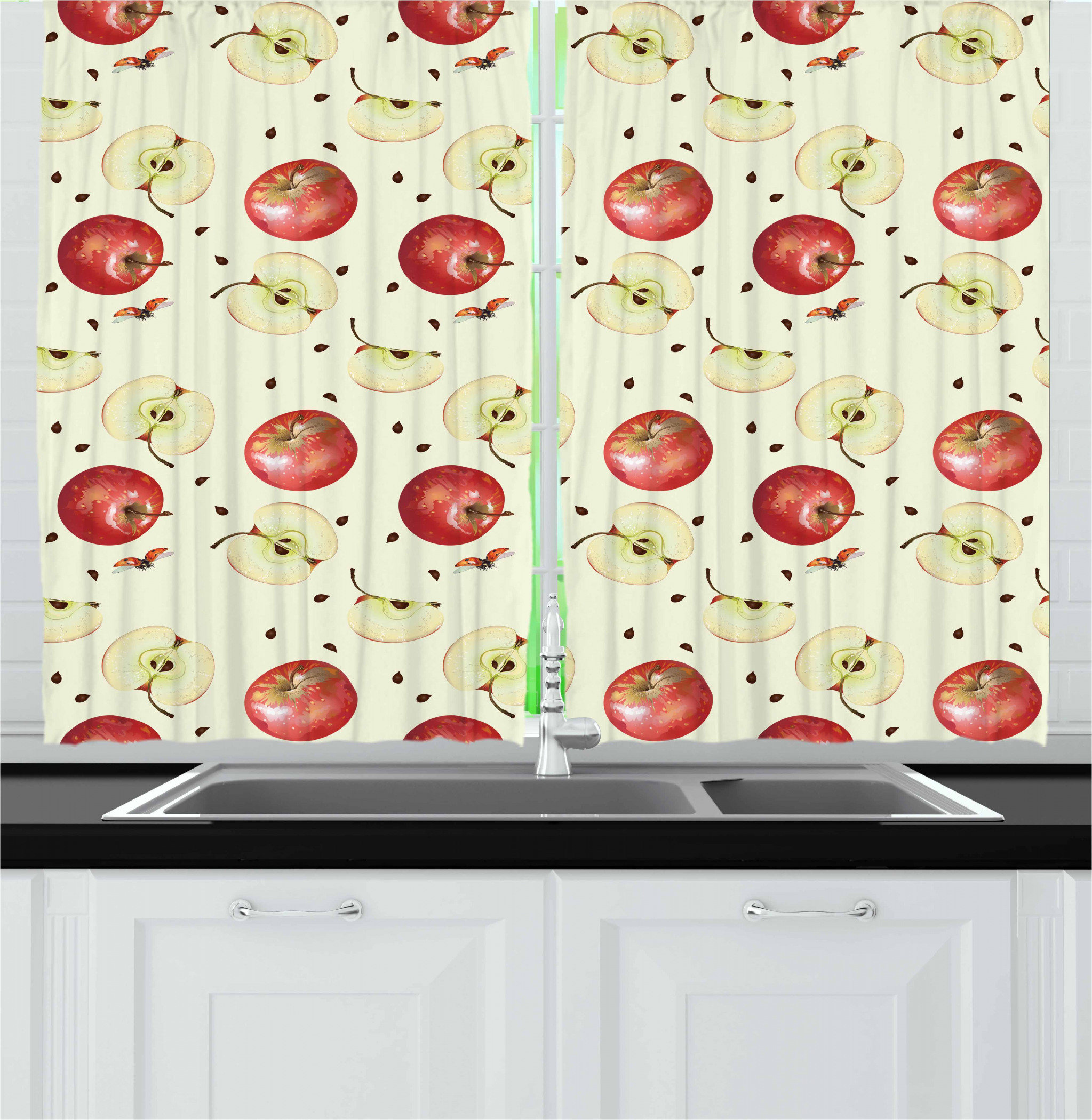 Ambesonne Apple Kitchen Curtain | Wayfair