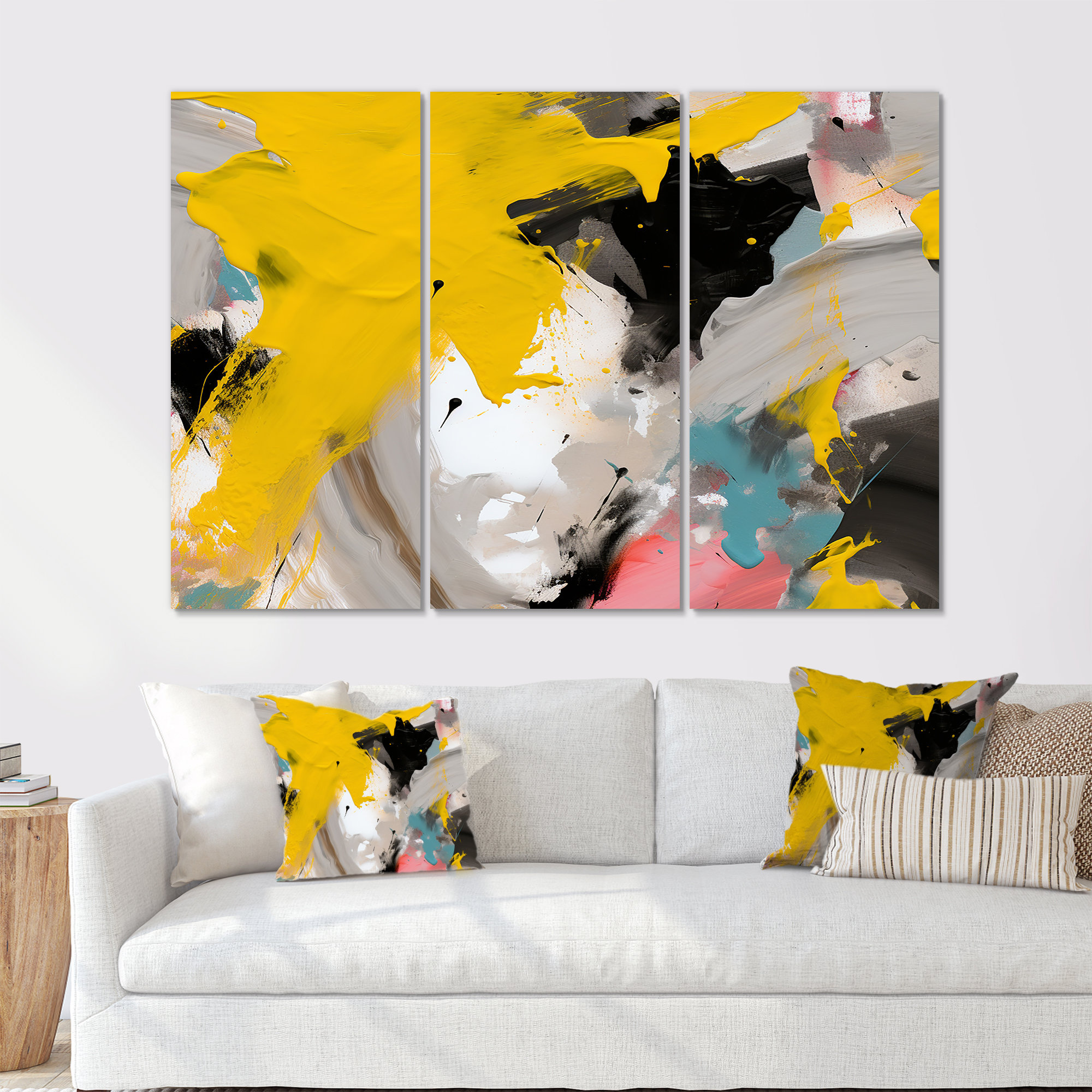Design Art Fragments Of Feeling Vibrant Yellow - Abstract Wall Art ...