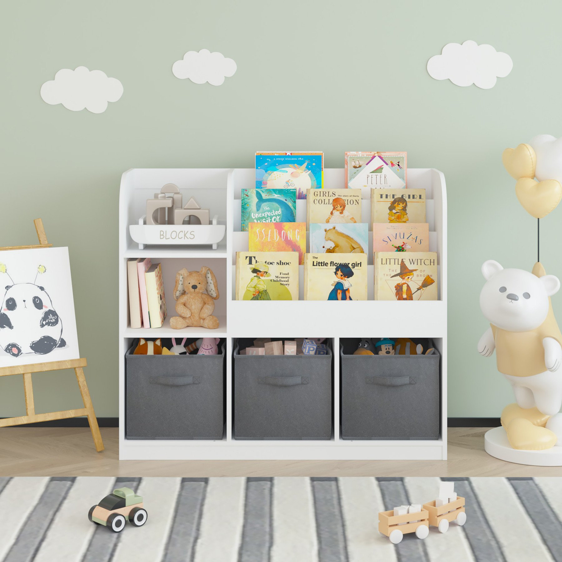 Isabelle & Max™ Multifunctional Bookcase with 3 Collapsible Fabric ...