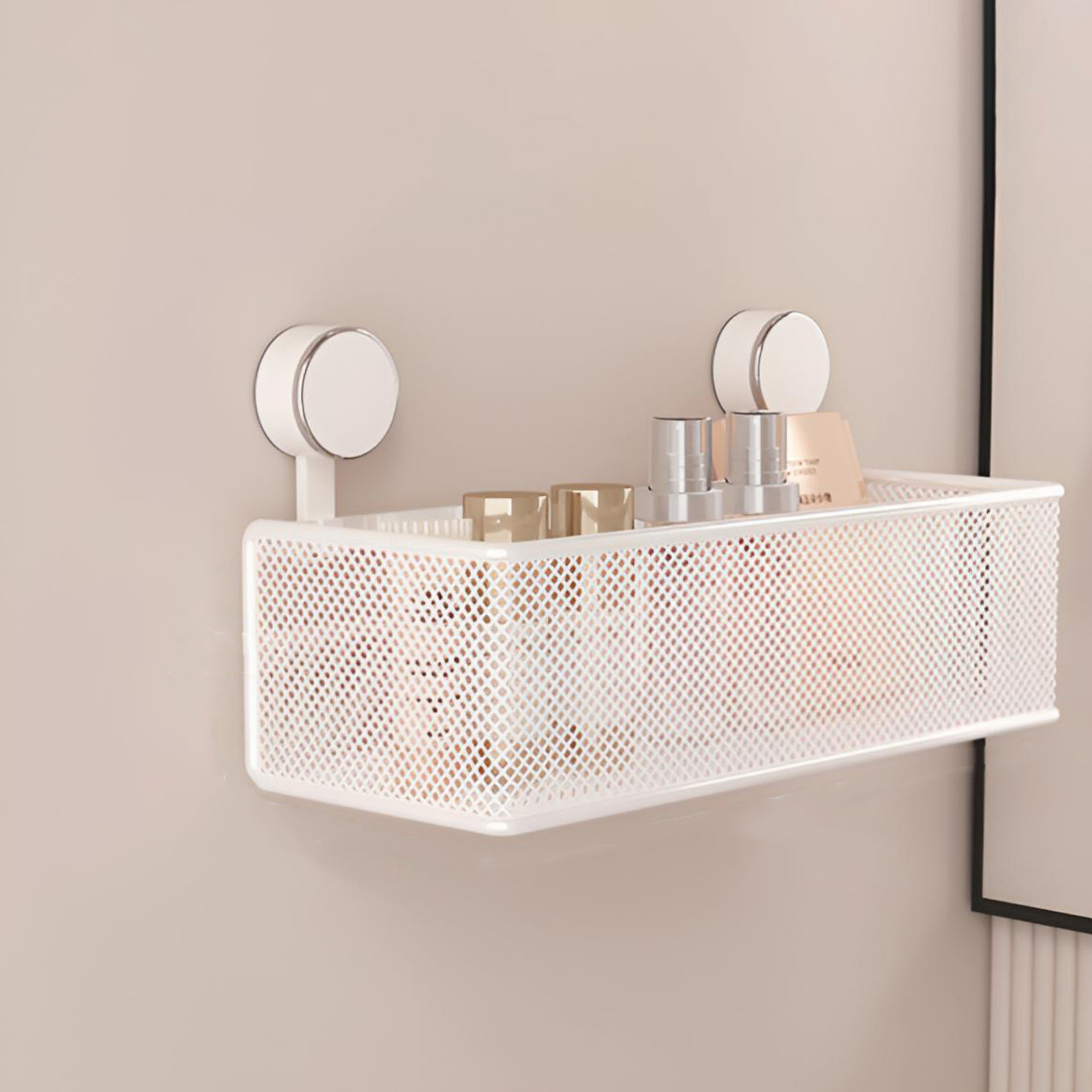 Rebrilliant Non Perforated Suction Cup Storage Rack, Bathroom Wall ...