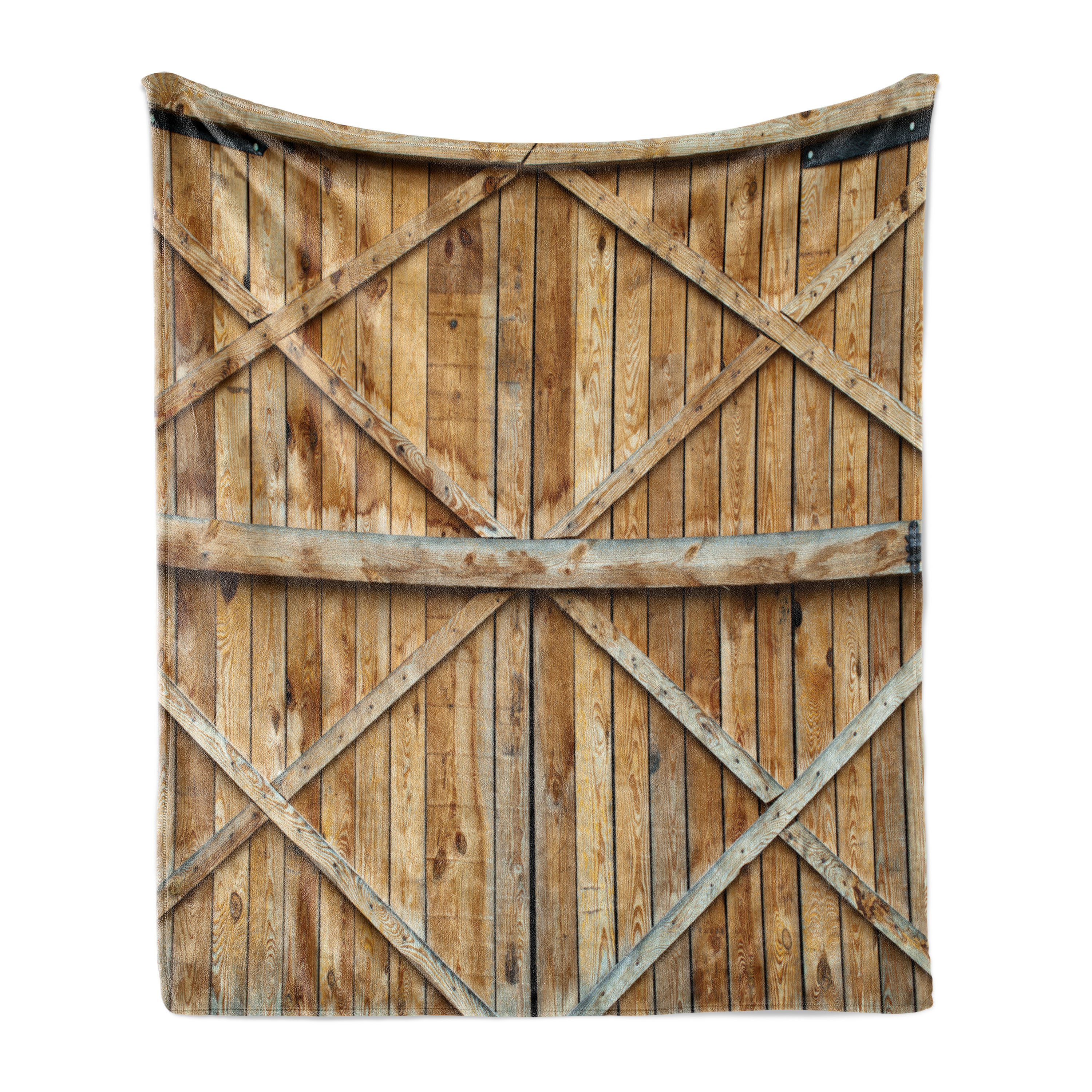 Ambesonne Rustic Fleece Throw Blanket Wooden Timber Door Plank | Wayfair